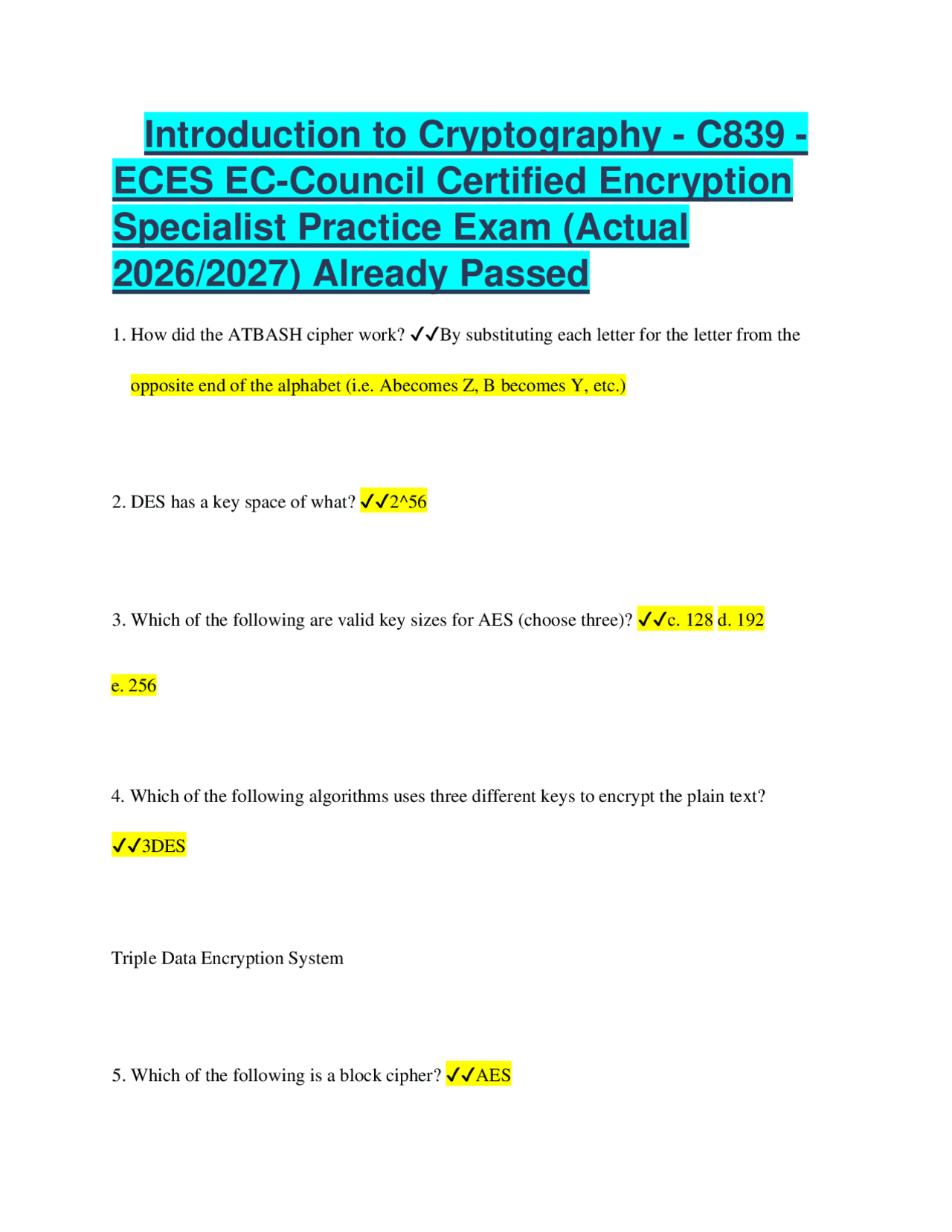 Introduction to Cryptography - C839 - ECES EC-Council Certified ...