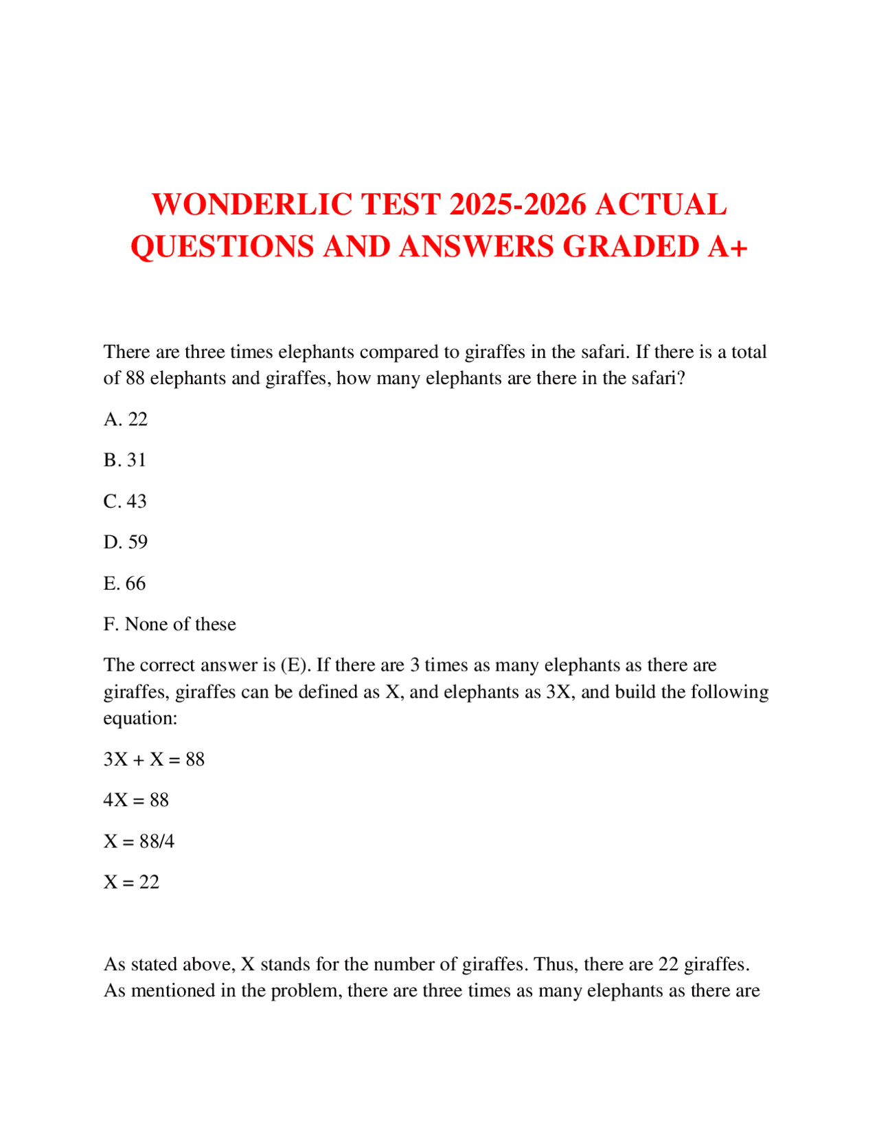 WONDERLIC TEST 2025-2026 ACTUAL QUESTIONS AND ANSWERS GRADED A+ | Exams ...