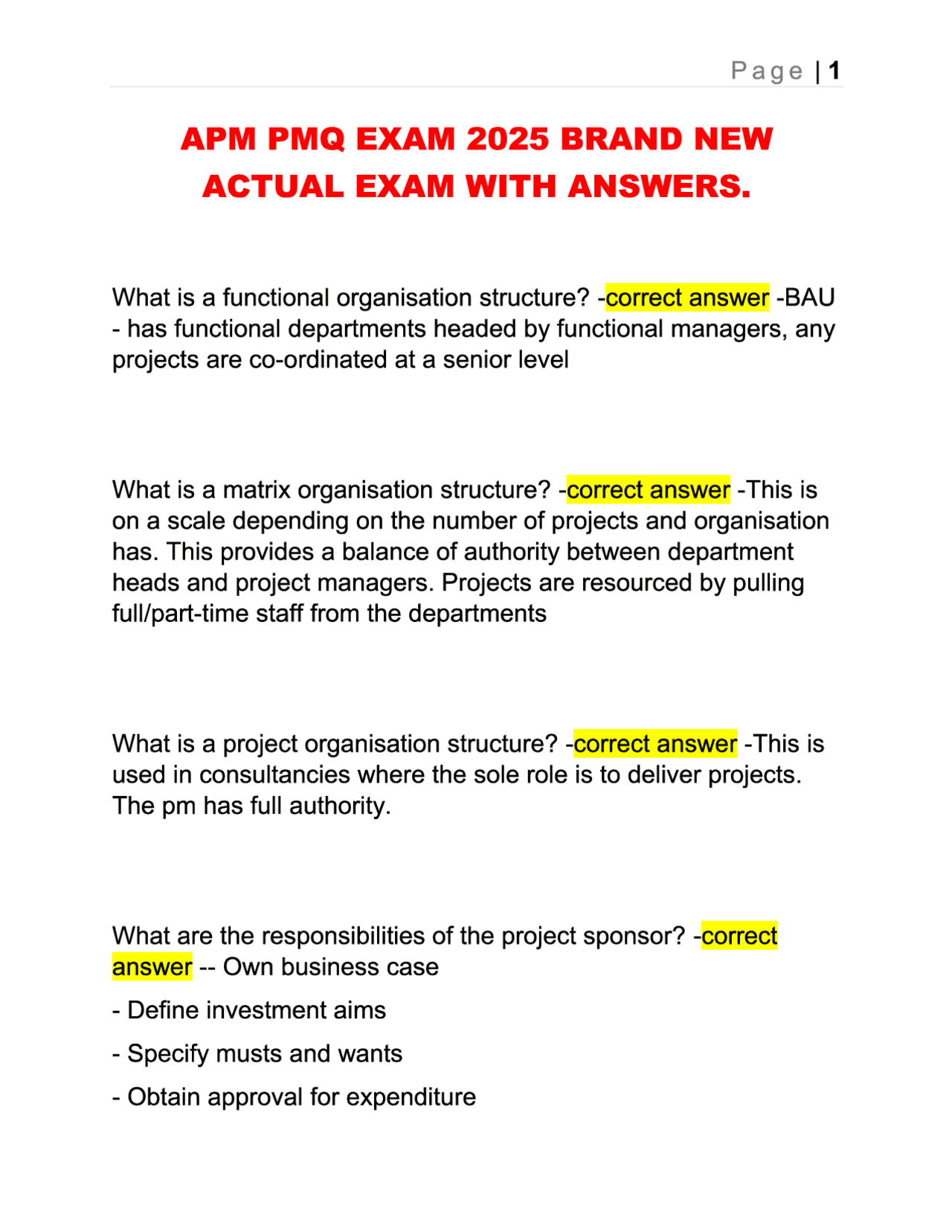 2025 APM PMQ Exam Bank: 450 Actual Questions & Verified Answers (4 ...