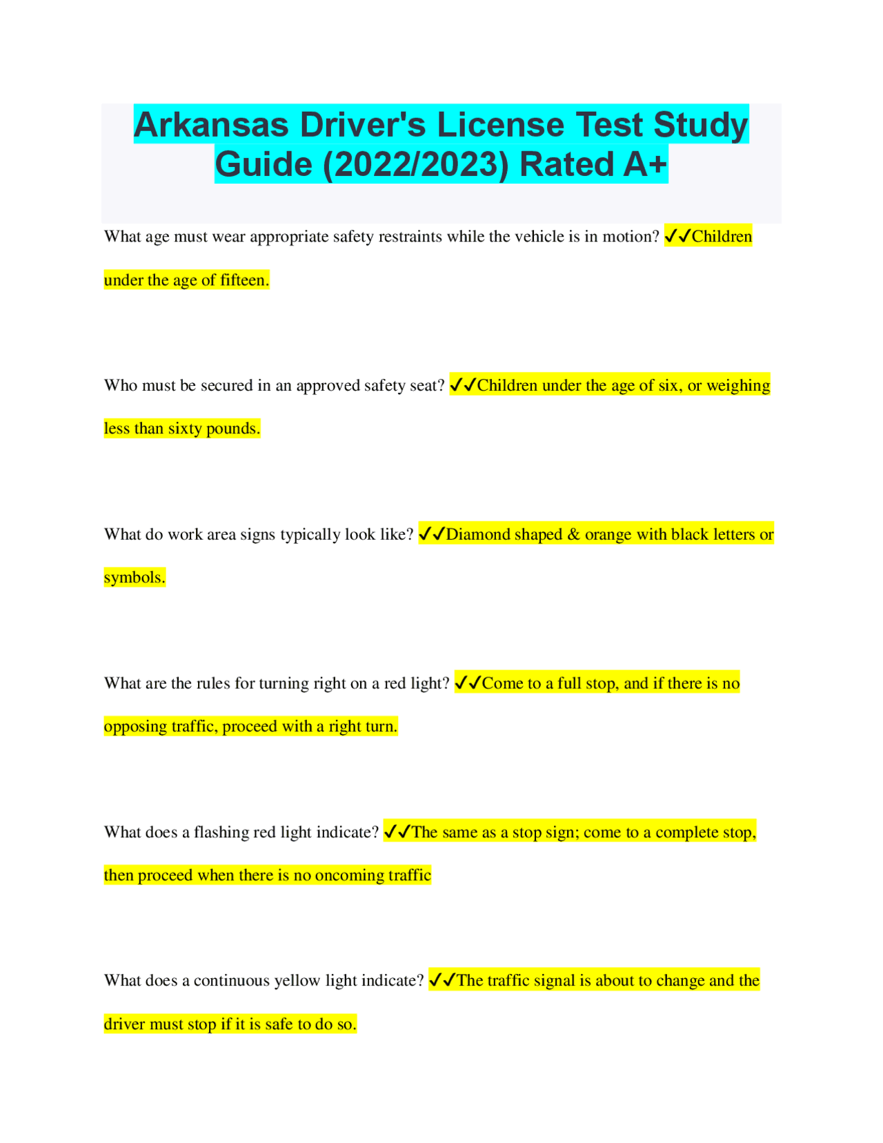 Arkansas Driver's License Test Study Guide 2022/2023 | Exams Natural ...
