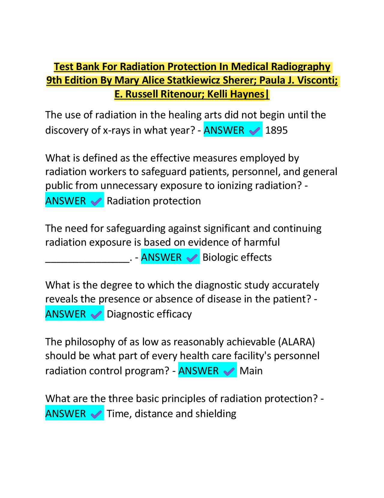 Radiation Protection Test Bank: Comprehensive Q&A for Medical ...