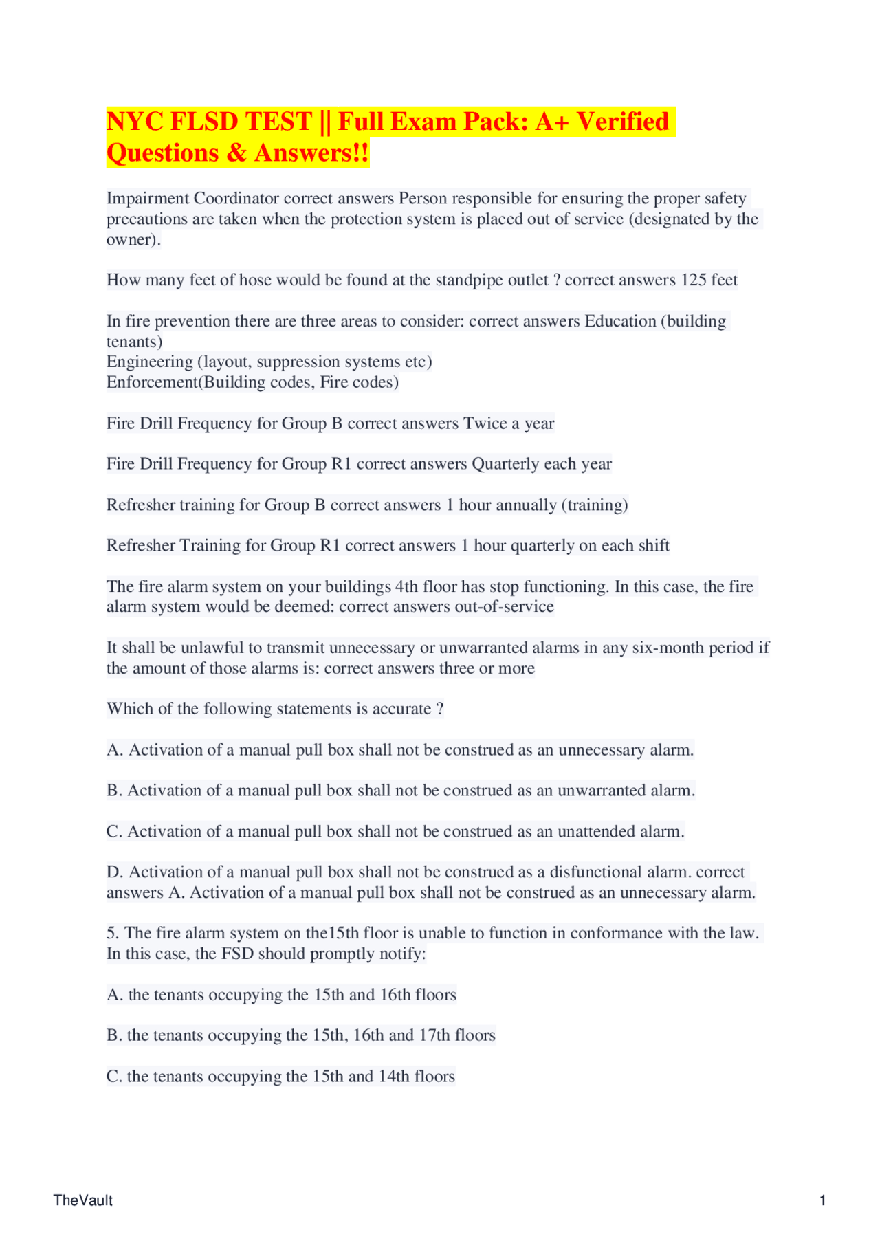 NYC FLSD Fire & Life Safety Director Exam Full Questions Fall 2025/2026 ...