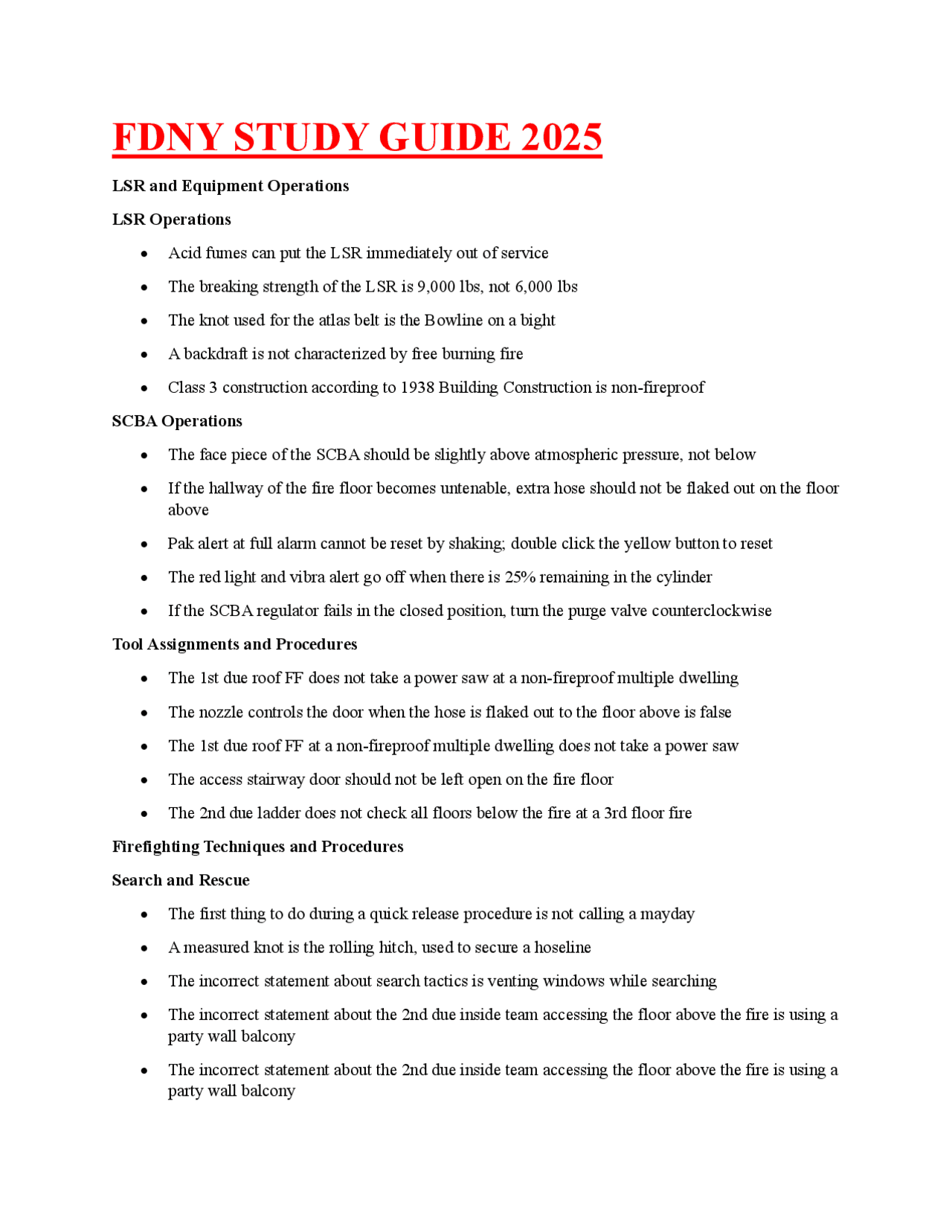 FDNY STUDY GUIDE 2025. | Exams Nursing | Docsity