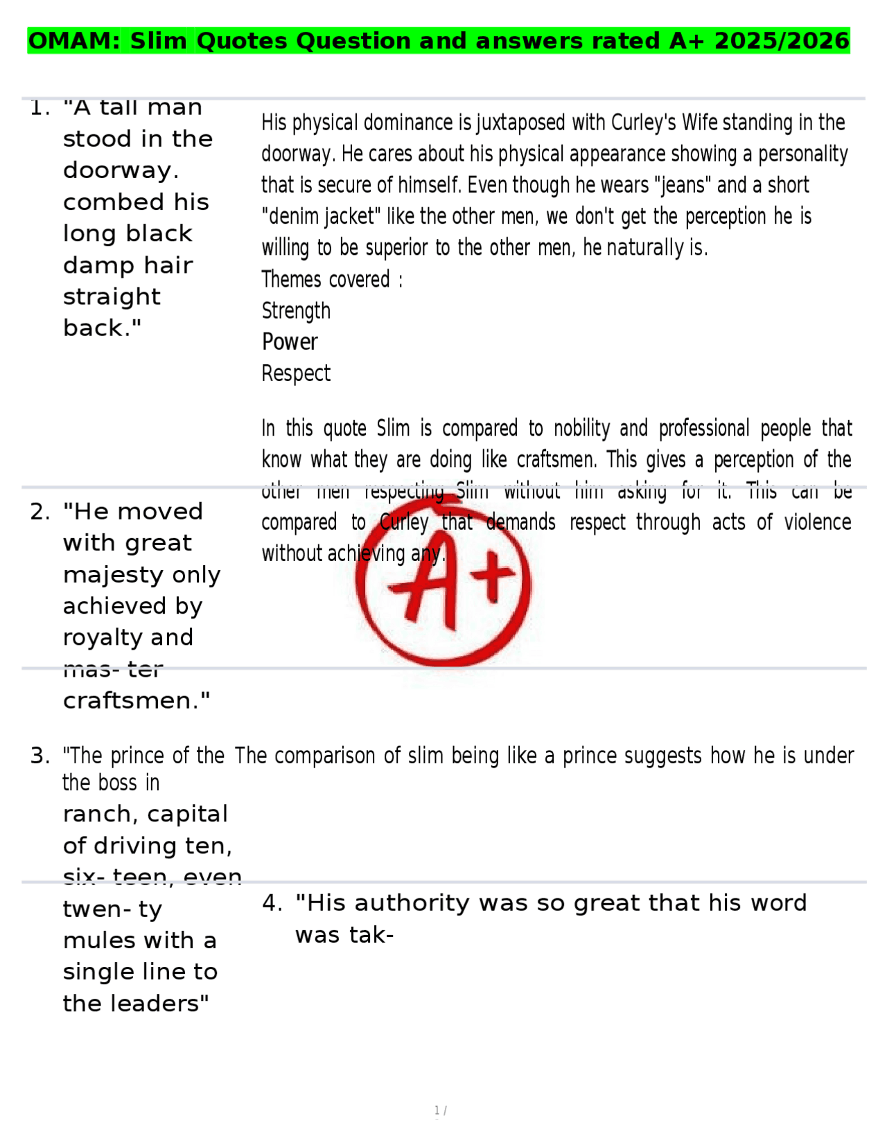 Slim Character Analysis: Quotes and Themes in Of Mice and Men | Exams ...
