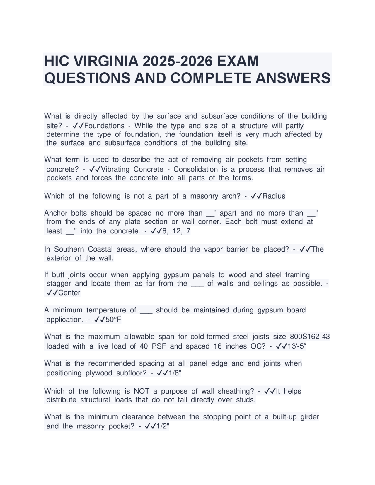 HIC VIRGINIA 2025-2026 EXAM QUESTIONS AND COMPLETE ANSWERS | Exams ...