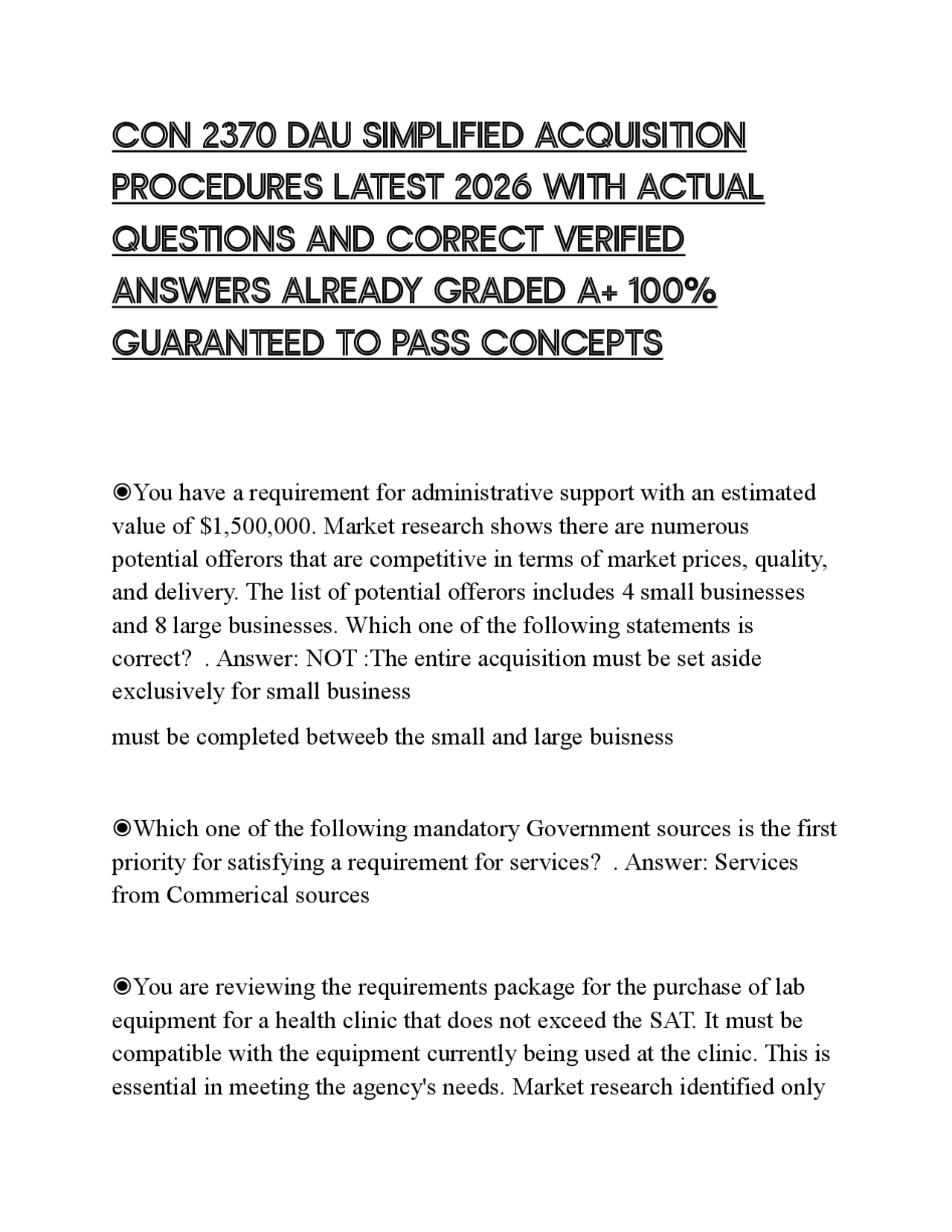 CON 2370 DAU SIMPLIFIED ACQUISITION PROCEDURES LATEST 2026 WITH ACTUAL ...