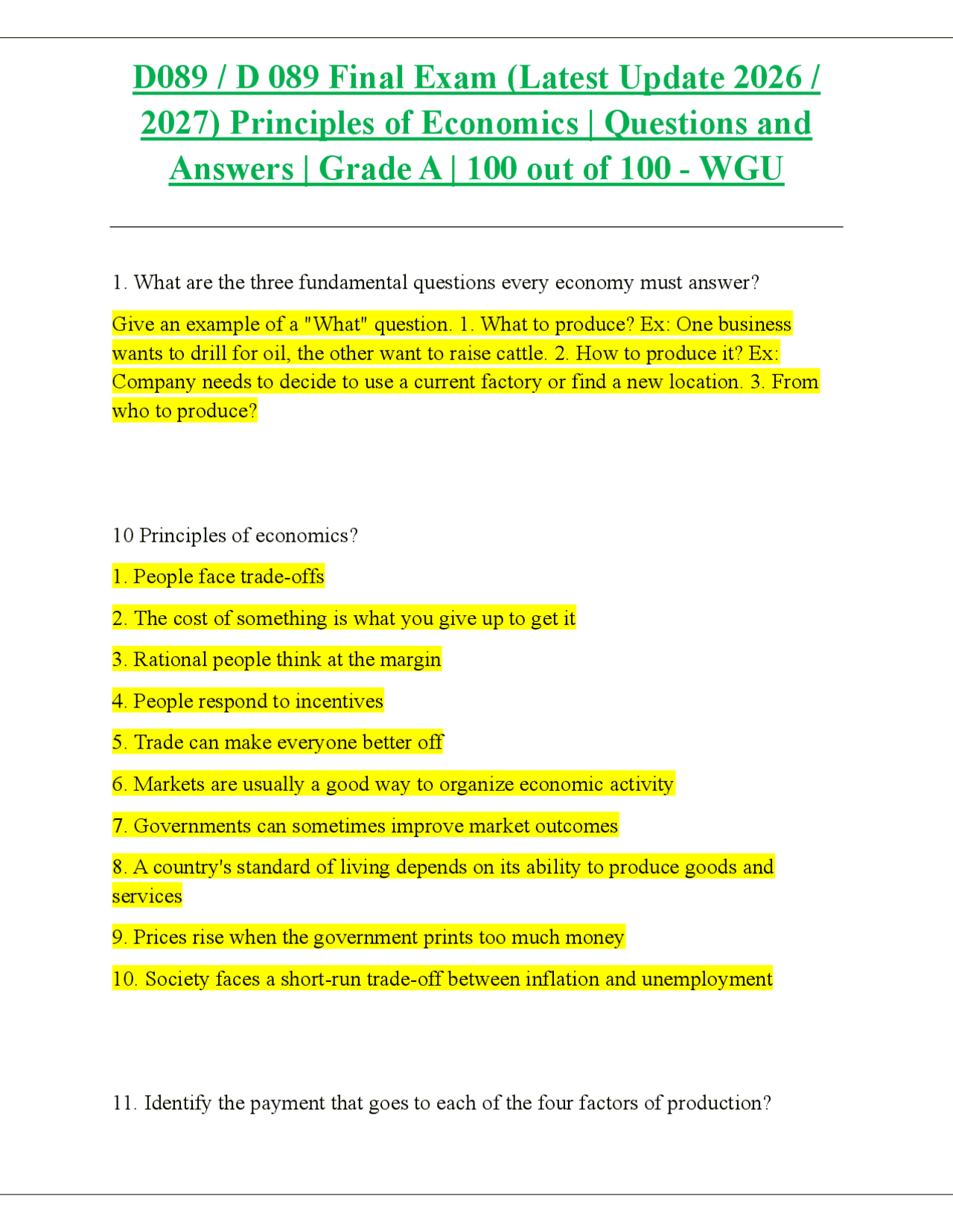 D089 / D 089 Final Exam (Latest Update 2026 / 2027) Principles of ...
