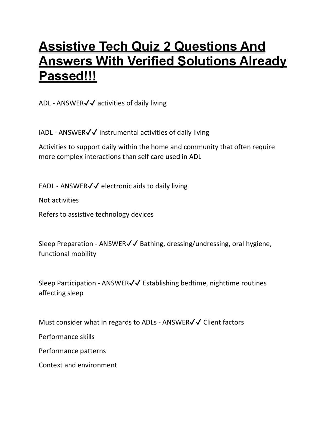 Assistive Tech Quiz 2 Questions And Answers With Verified Solutions ...