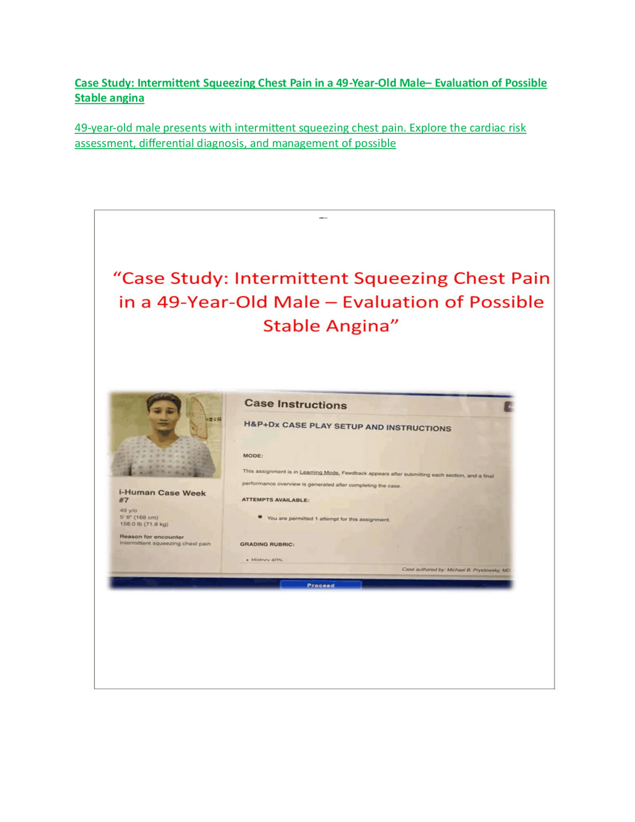 Case Study: Intermittent Squeezing Chest Pain in a 49-Year-Old Male ...