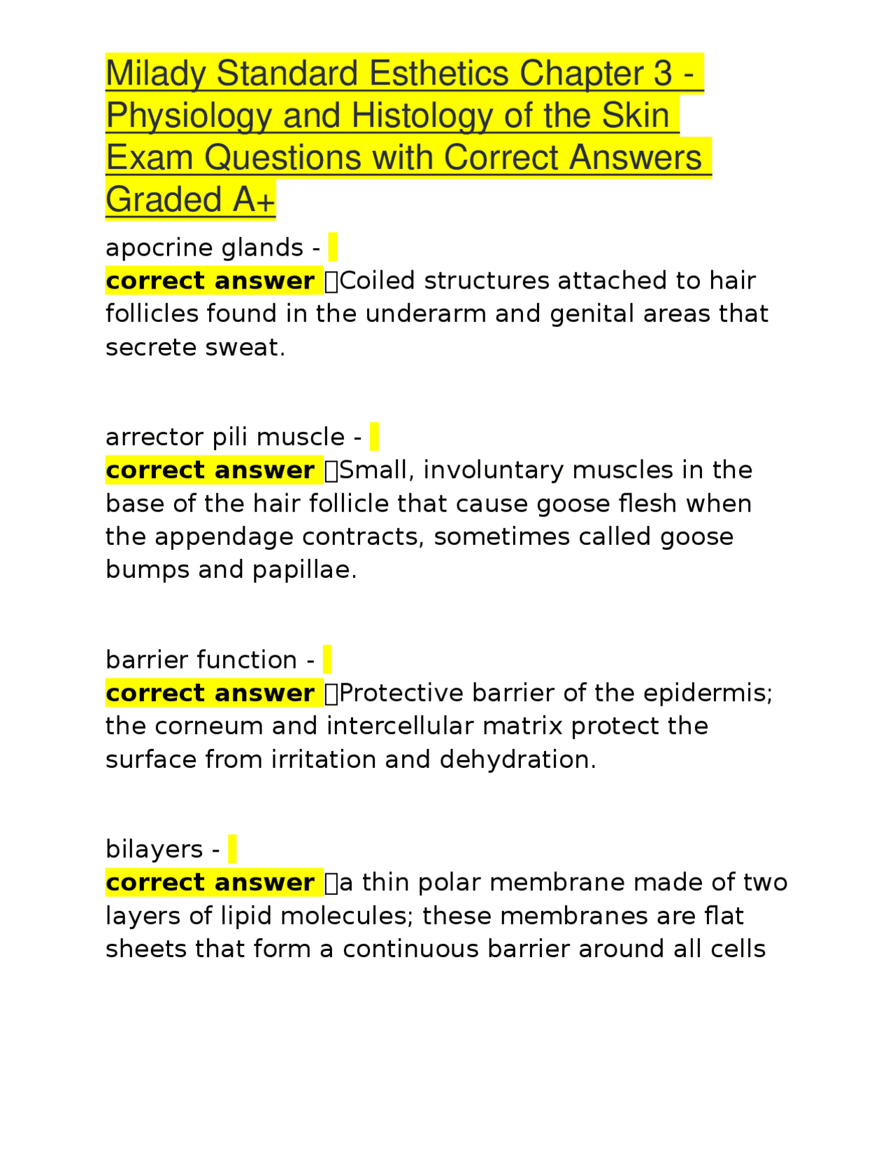 Milady Standard Esthetics Chapter 3 - Physiology and Histology of the ...
