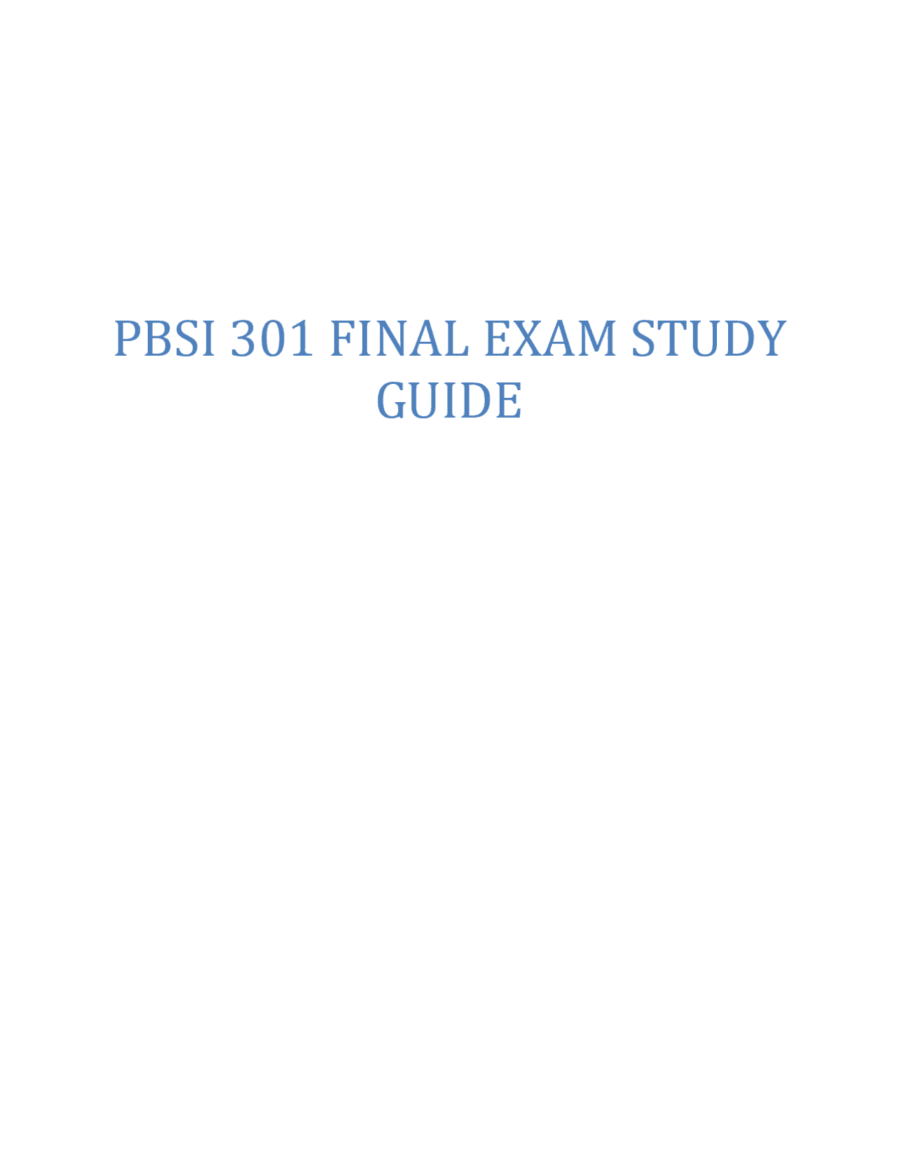 PBSI 301 FINAL EXAM STUDY GUIDE | Exams Nursing | Docsity