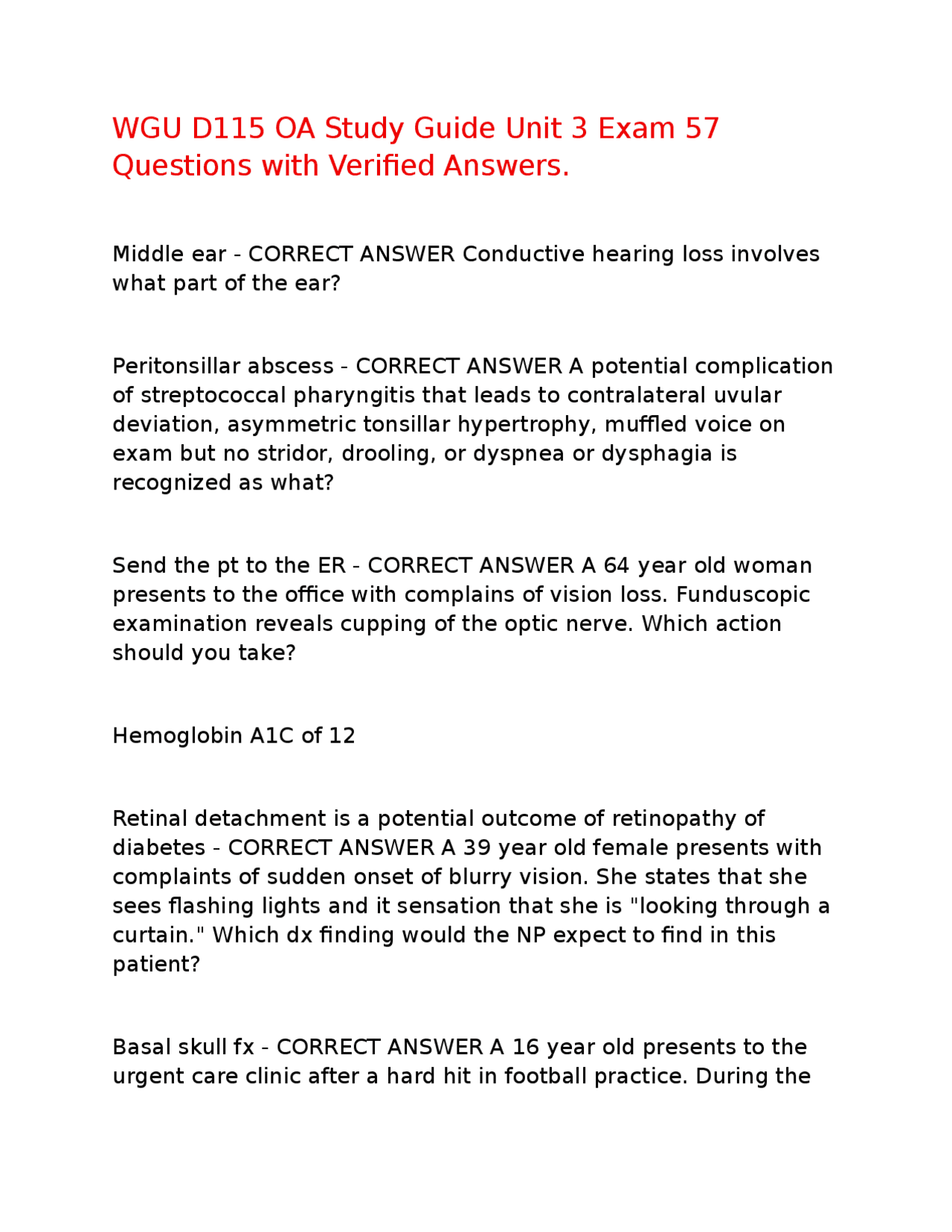 WGU D115 OA Study Guide Unit 3 Exam 57 Questions with Verified Answers ...