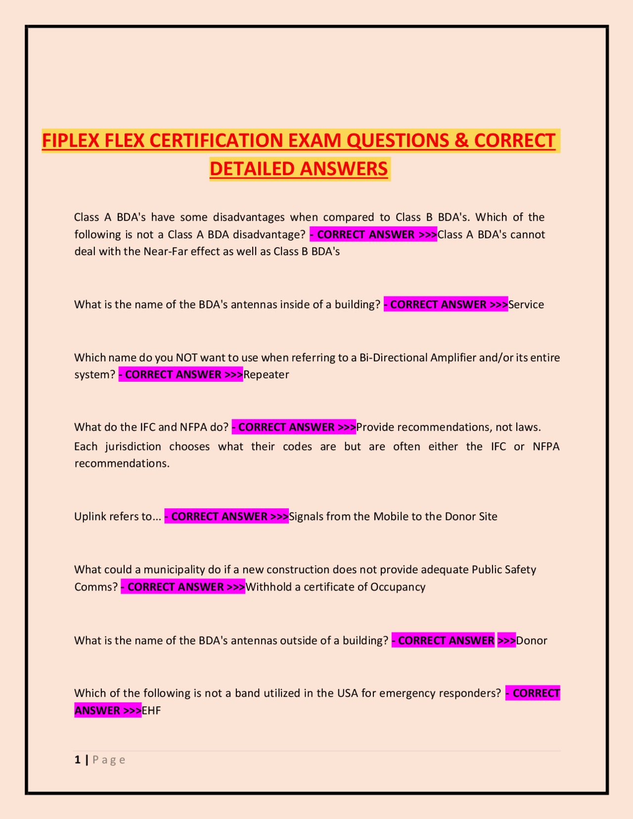 FIPLEX FLEX Certification Exam: Questions and Answers | Exams Nursing ...