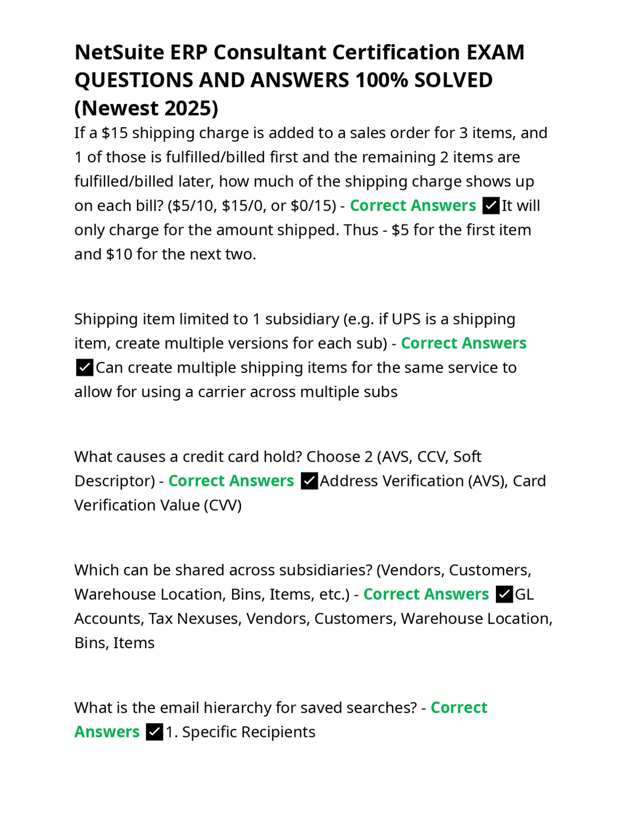 NetSuite ERP Consultant Certification Exam: Q&A (2025) | Exams Nursing ...