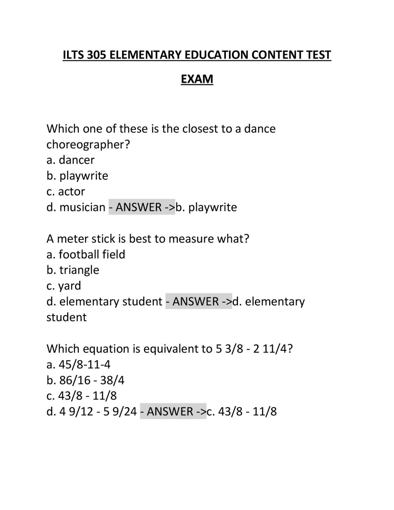 ILTS Elementary Education Content Test: Practice Questions and Answers ...