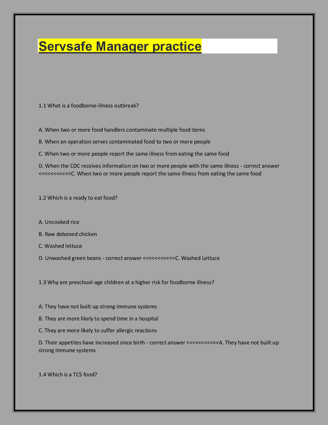 ServSafe Manager Practice Test | 2025 Updated Questions & Answers ...