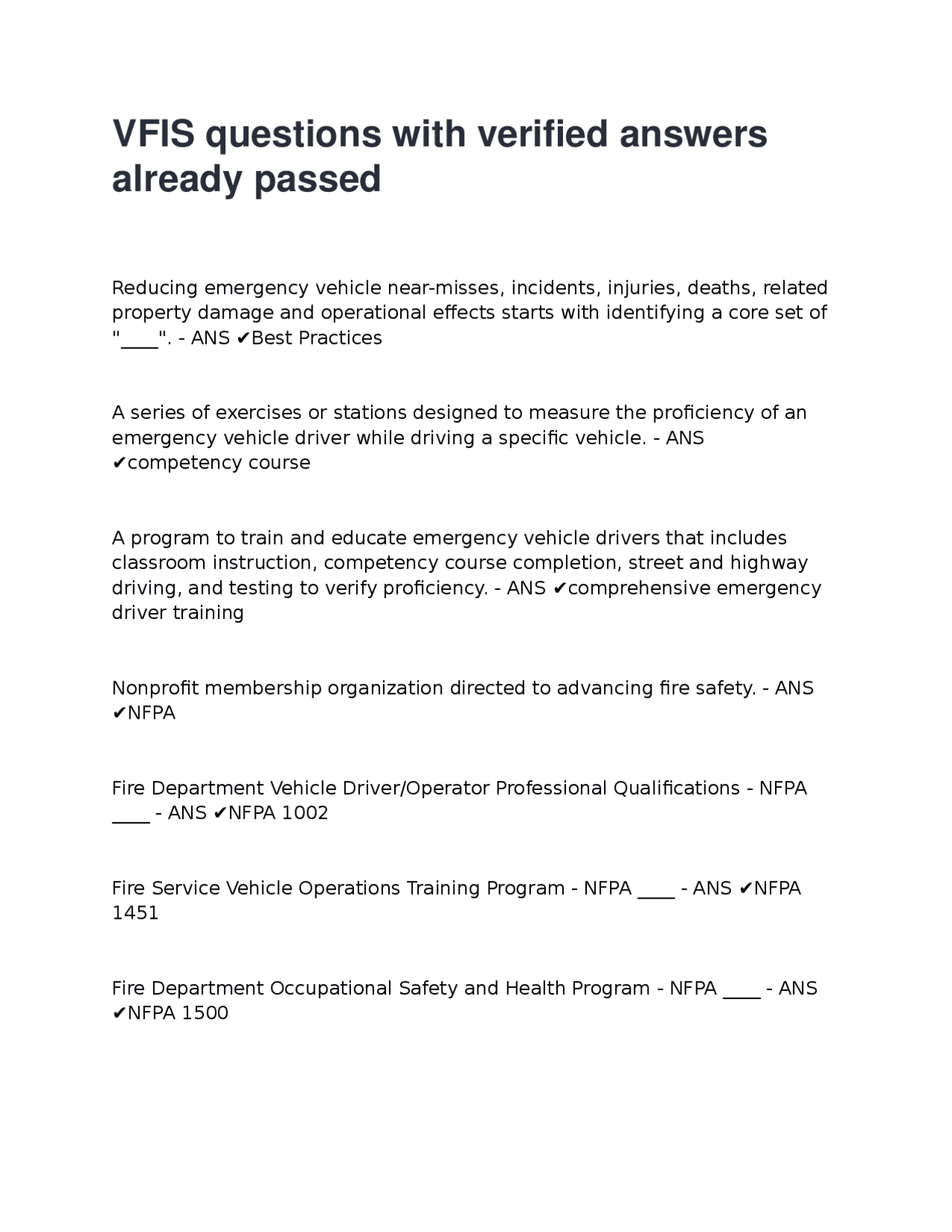 VFIS questions with verified answers already passed-20.docx | Exams ...
