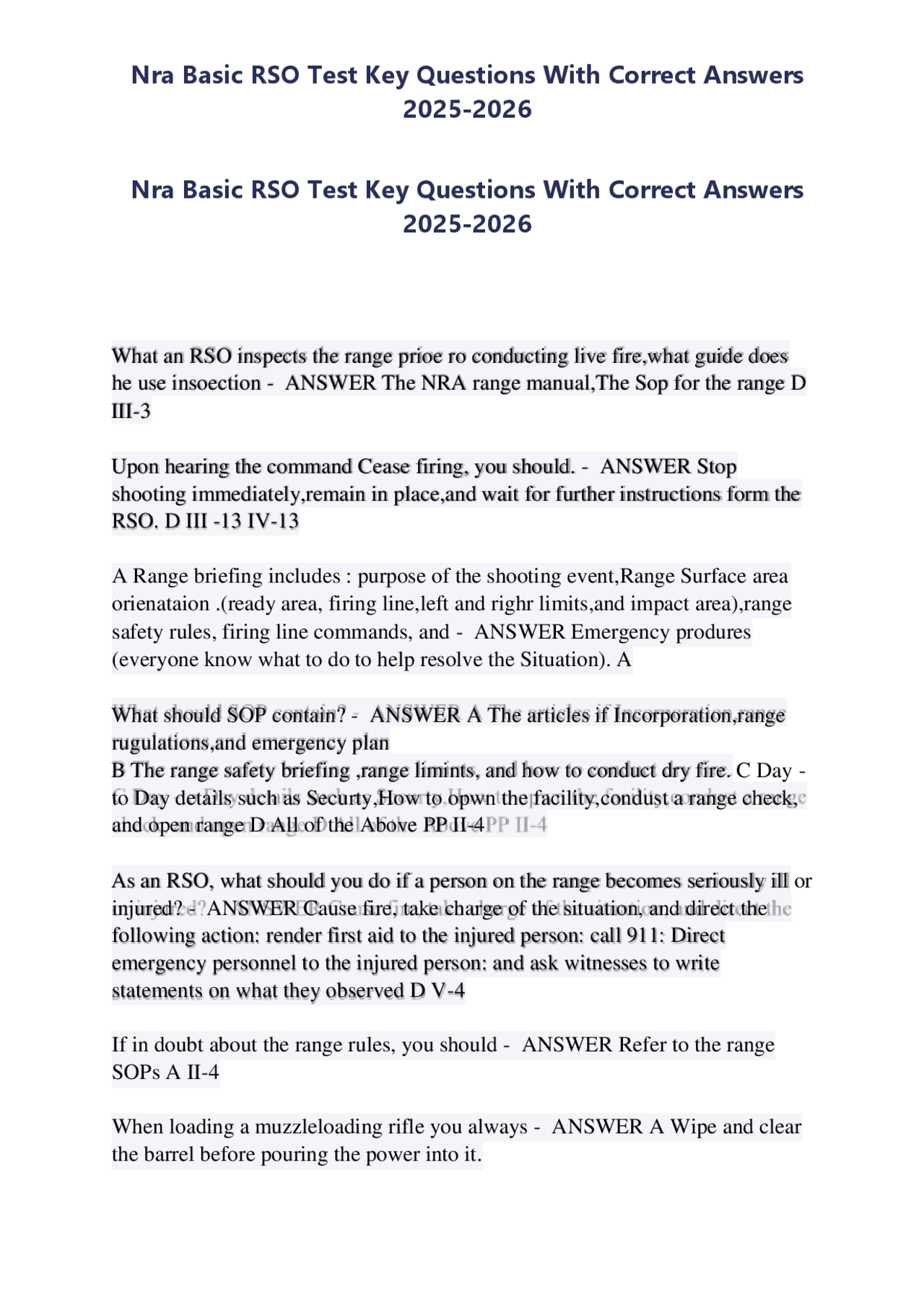 NRA Basic RSO Test: Key Questions and Answers (2025-2026) | Exams ...