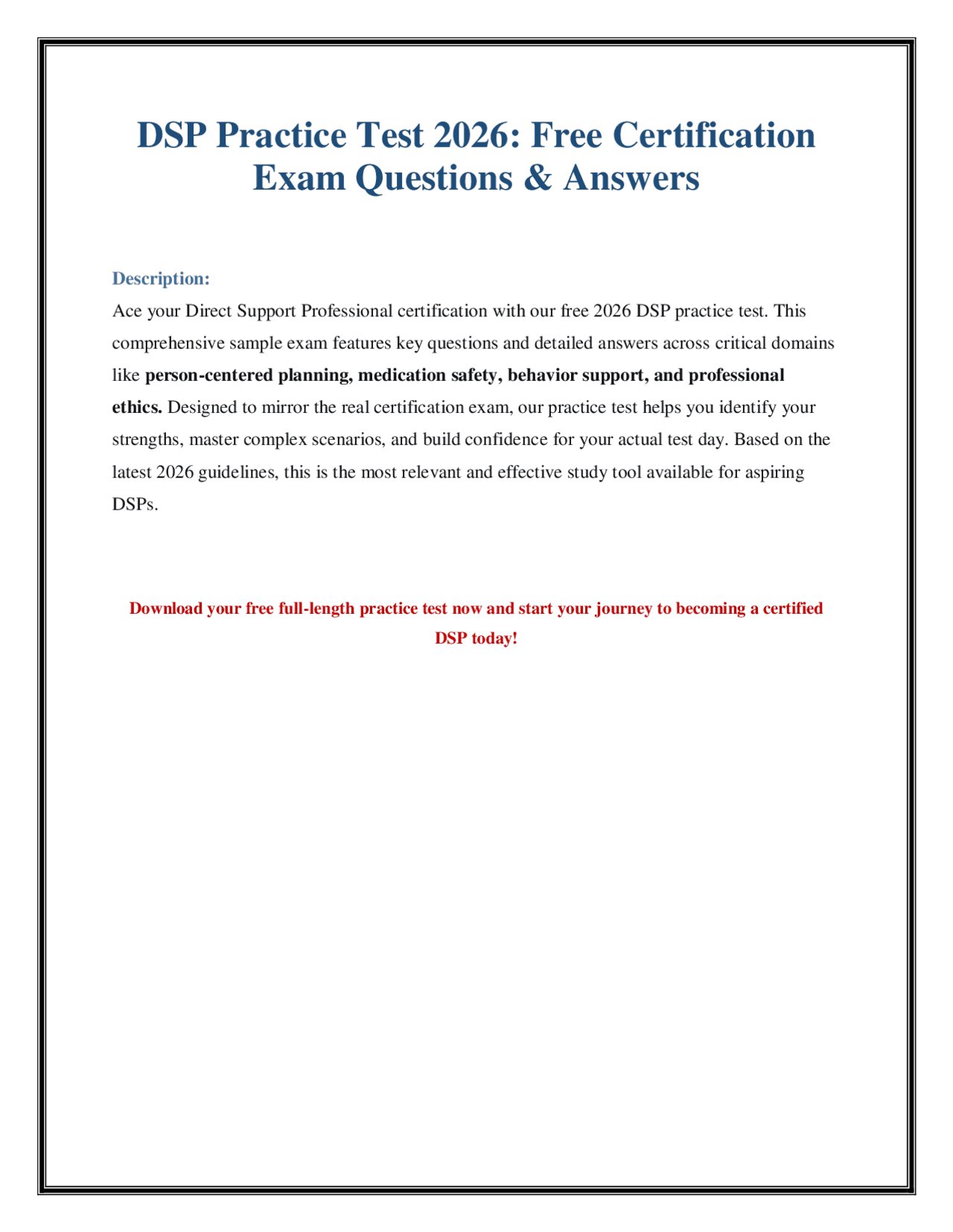 DSP Certification Practice Test 2026: Free Exam Questions & Answers ...