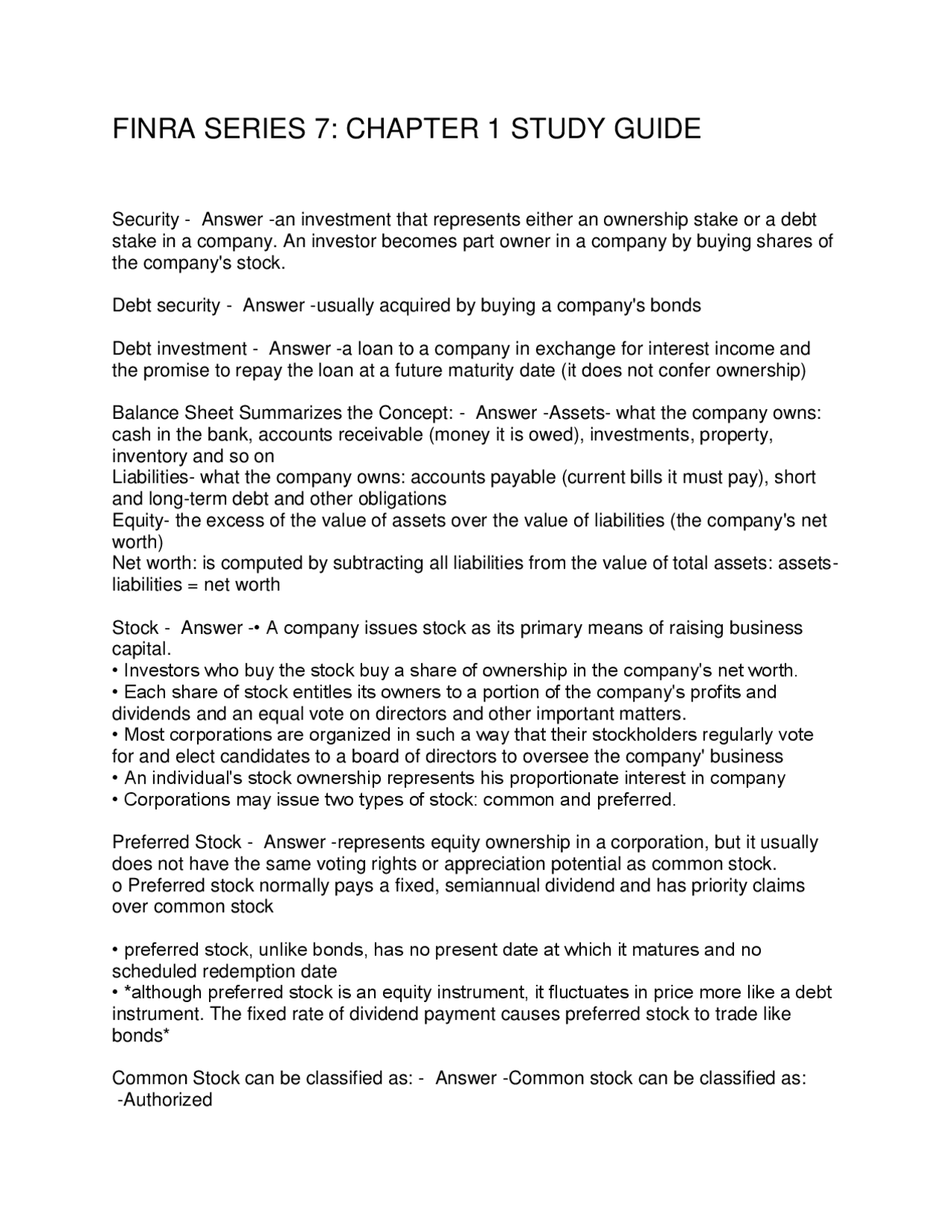 FINRA Series 7 Exam Study Guide: Key Concepts and Definitions | Exams ...