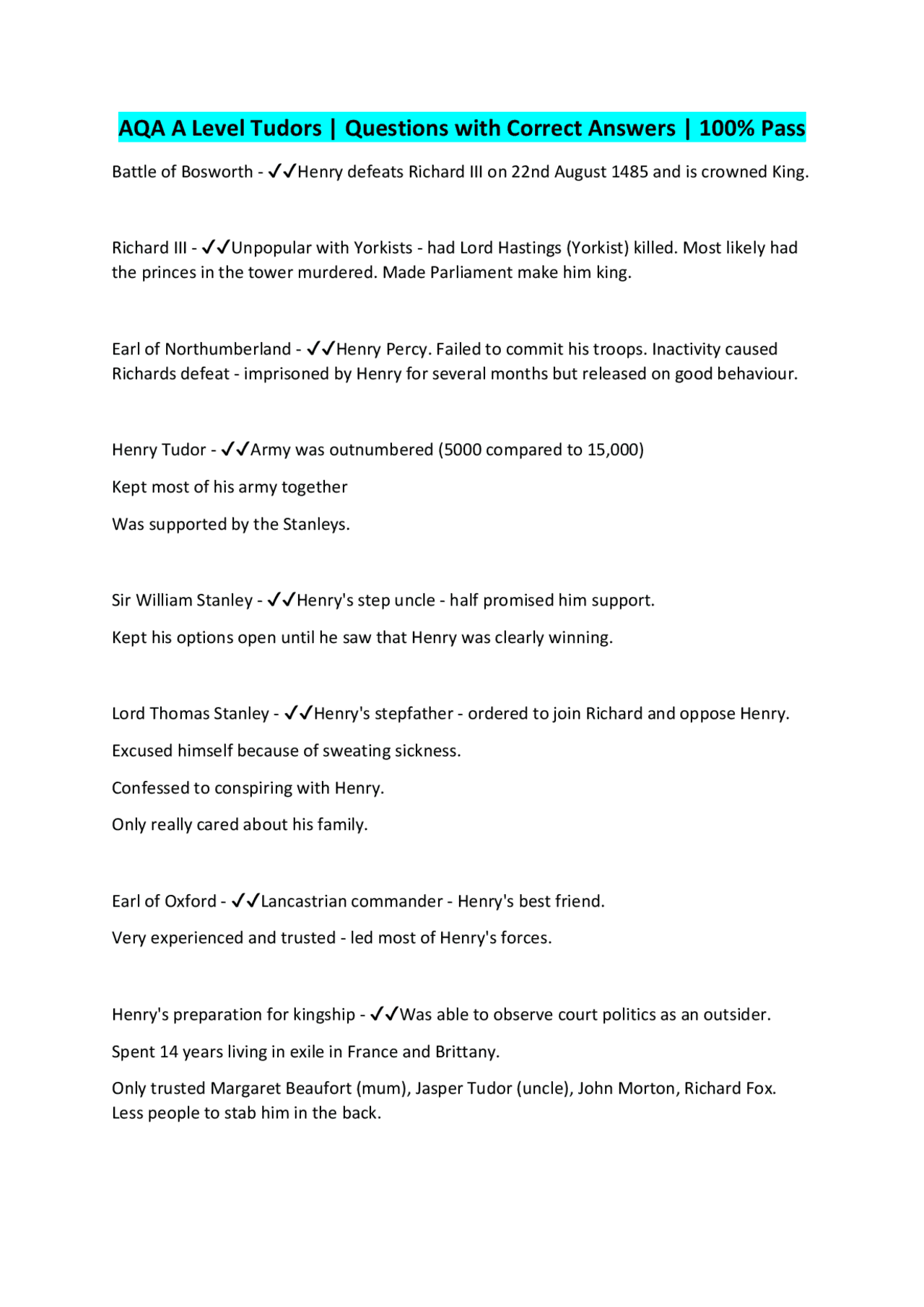 AQA A Level Tudors: Key Questions and Answers for Exam Success | Exams ...