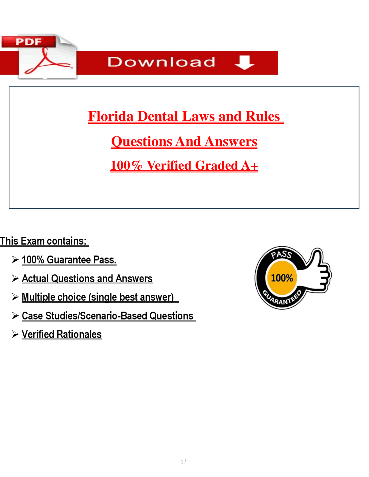 Florida Dental Laws and Rules 2025/2026 | Verified Questions & Answers ...