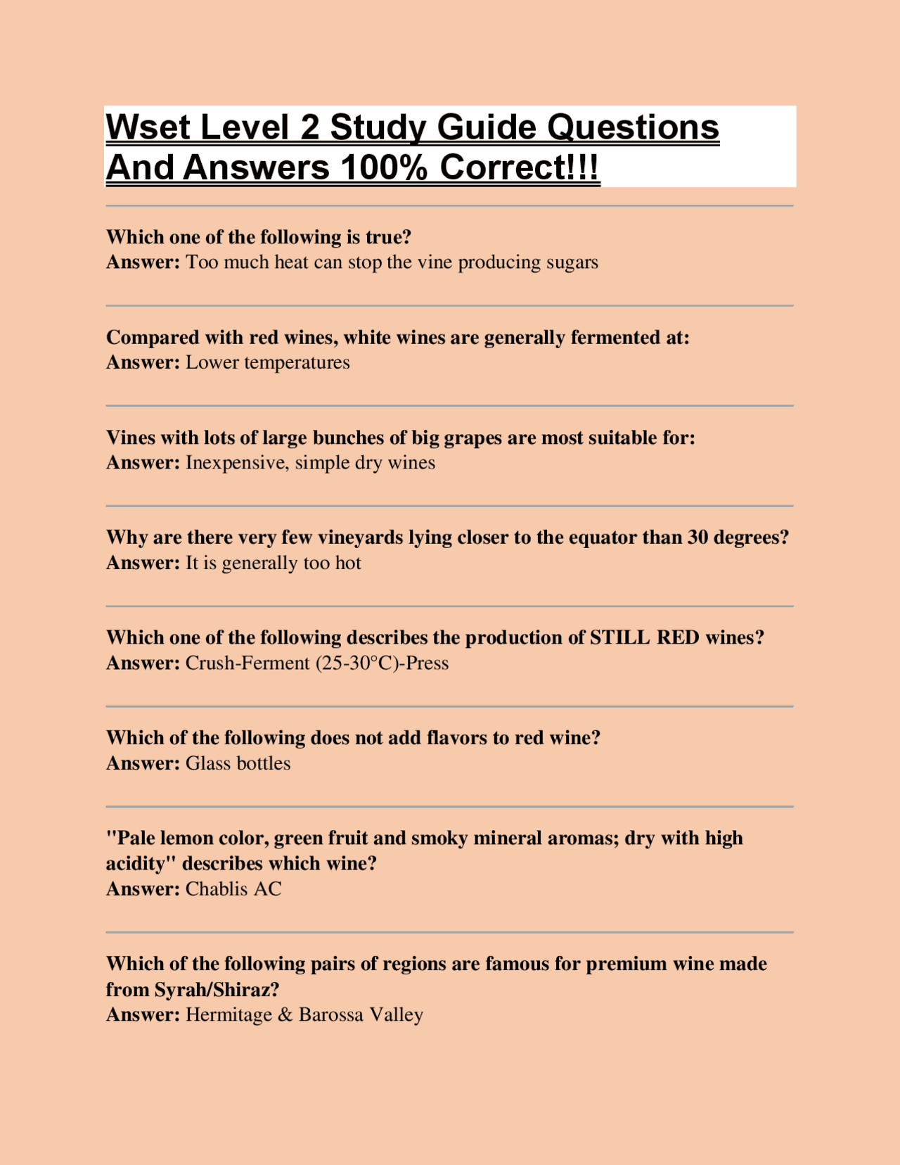 WSET Level 2 Wine Study Guide: Questions and Answers | Exams Winemaking ...