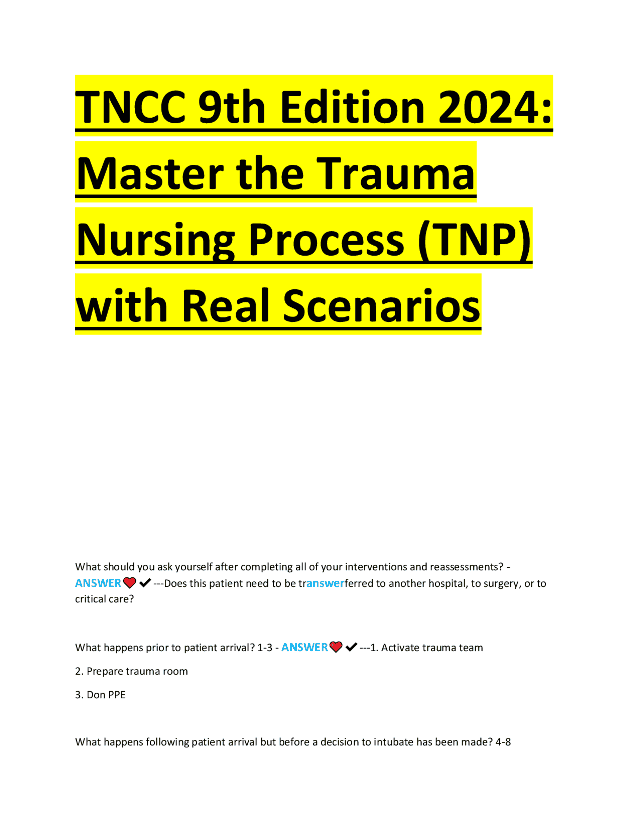 TNCC 9th Edition 2024 – Master the Trauma Nursing Process (TNP) with Real Scenarios | Exams ...