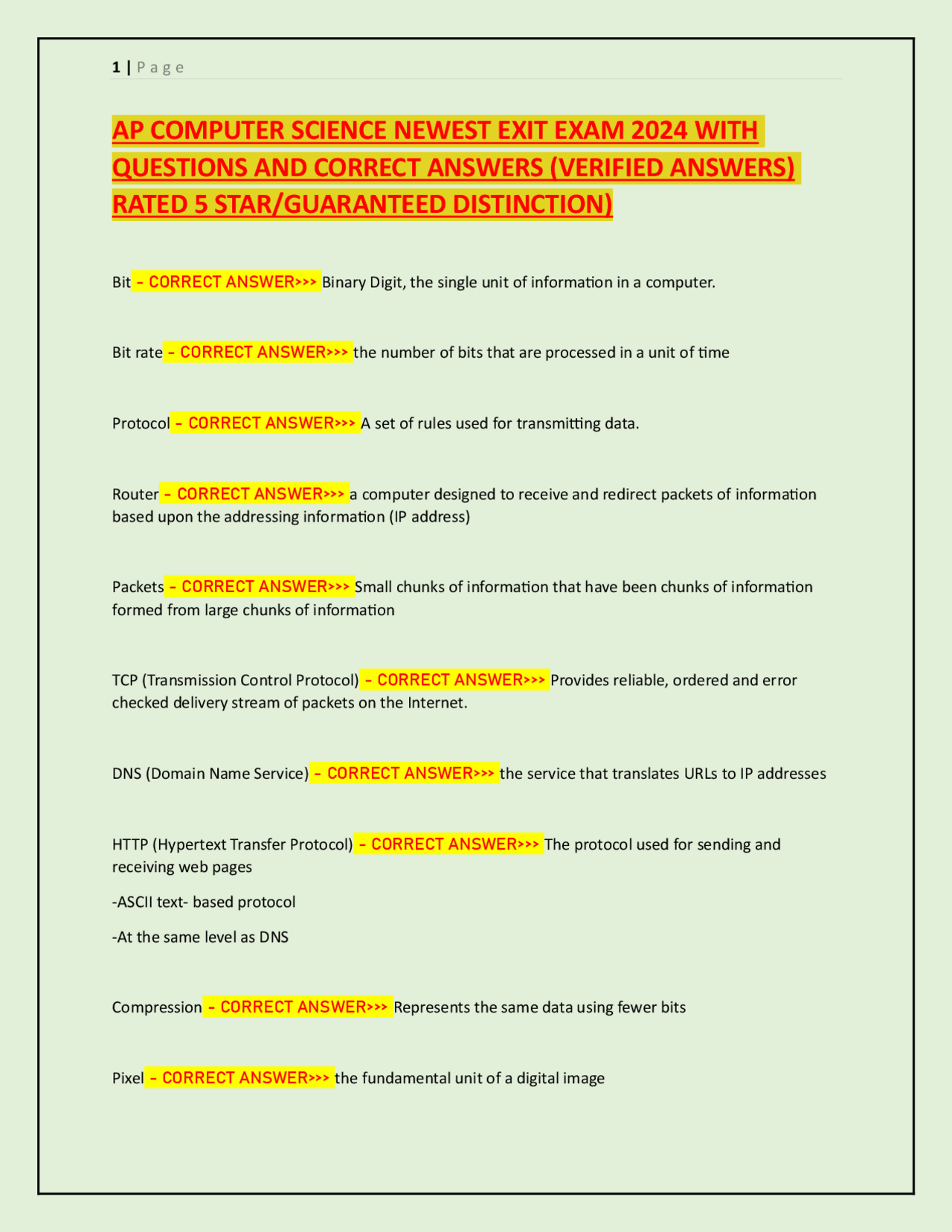 AP Computer Science Exam Prep 2024: Questions and Verified Answers ...