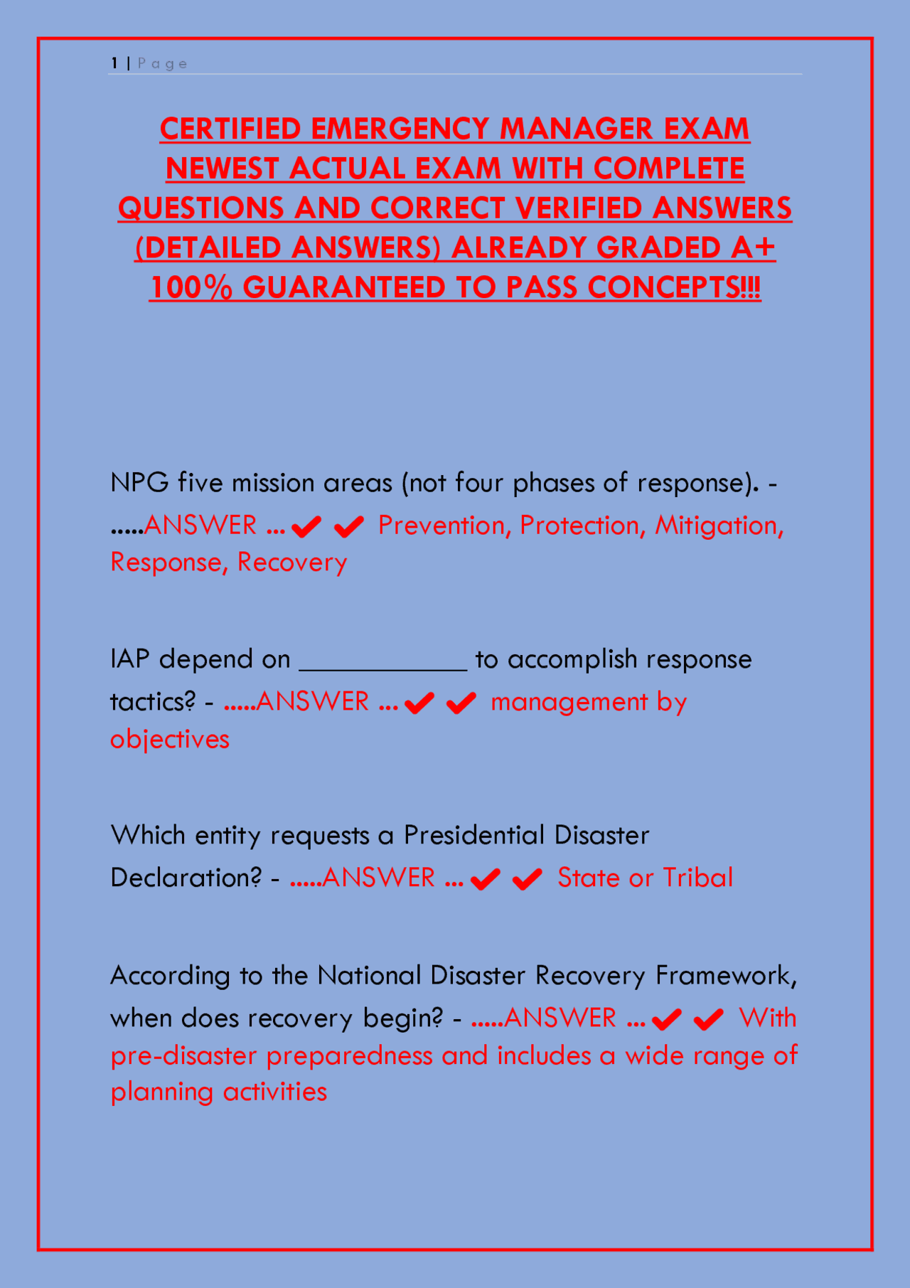 Certified Emergency Manager (CEM) Exam 2025: Actual Questions ...