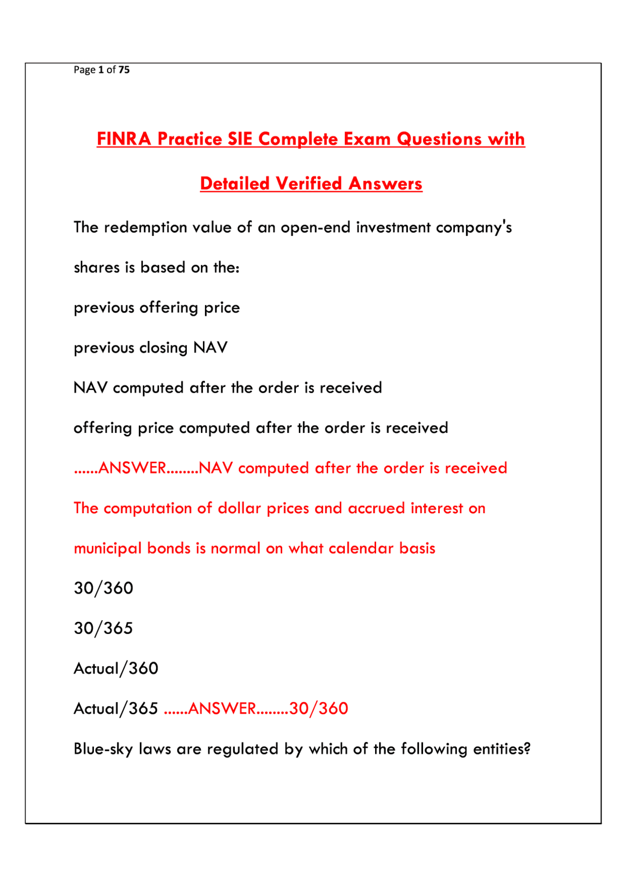 FINRA SIE Practice Exam: Free Full-Length Test & Answers | Exams ...