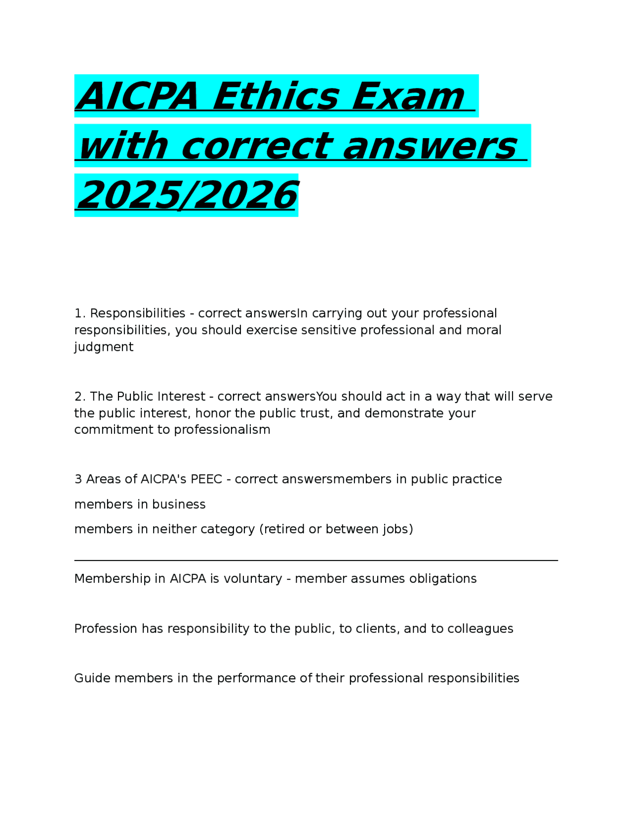 AICPA Ethics Exam: Principles and Professional Conduct | Exams Nursing ...