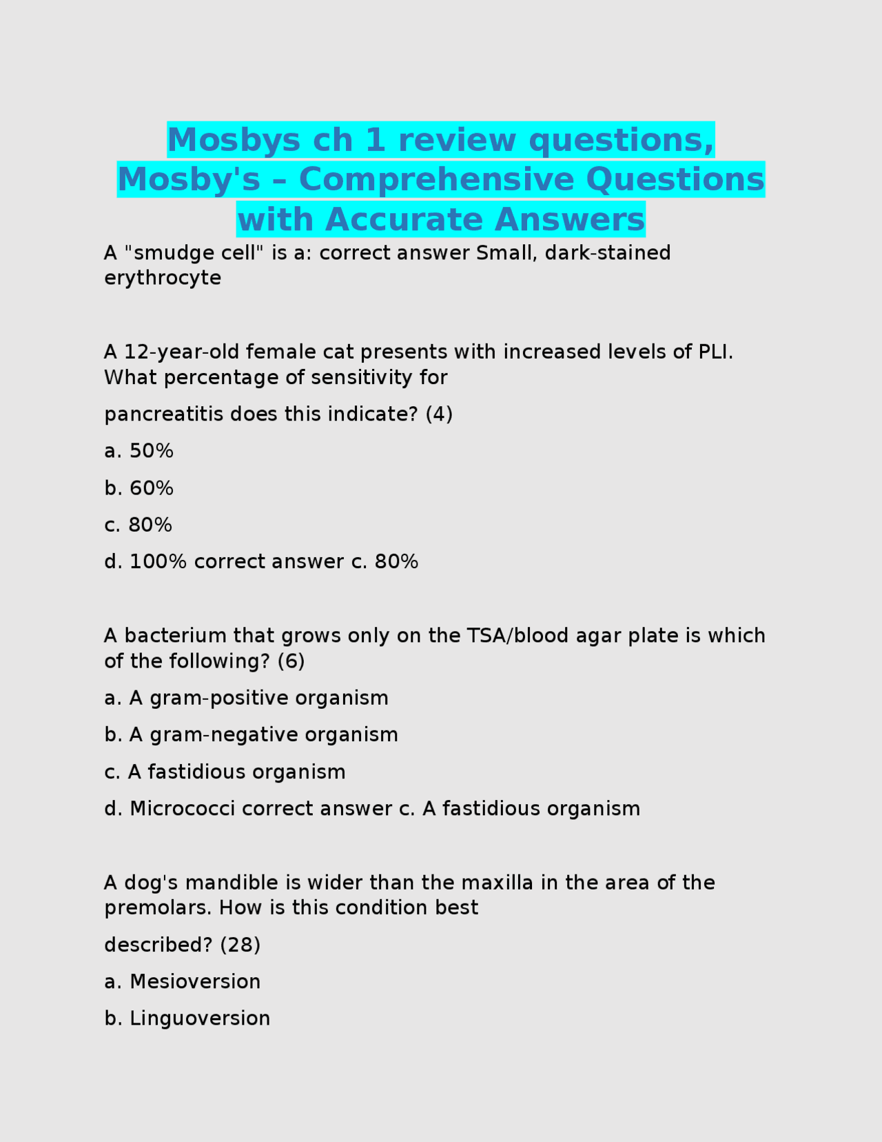Mosbys ch 1 review questions, Mosby's – Comprehensive Questions with ...