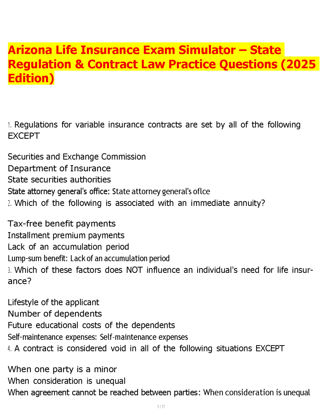 Arizona Life Insurance Exam Practice Questions (2025 Edition) | Exams ...
