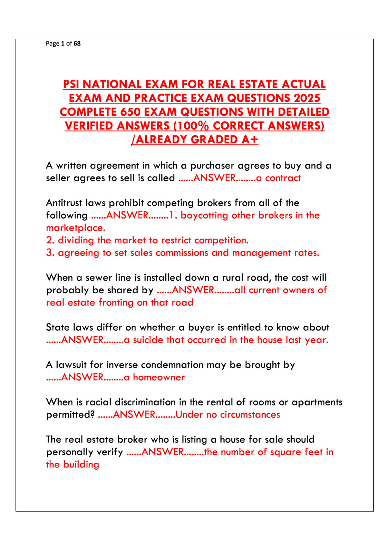 PSI National Real Estate Exam Practice Test 2024 | Free Questions ...