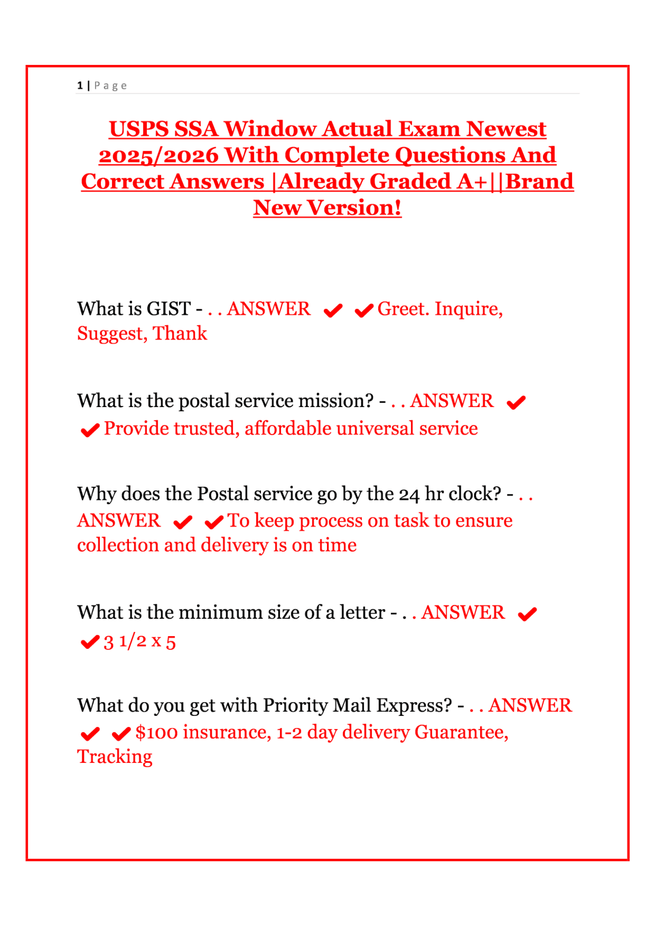 USPS SSA Window Exam 2025: Practice Test, Study Guide & Tips | Exams ...