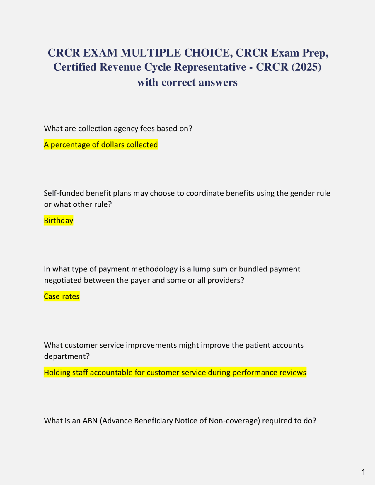 CRCR Exam Prep: Multiple Choice Questions and Answers (2025) | Exams ...