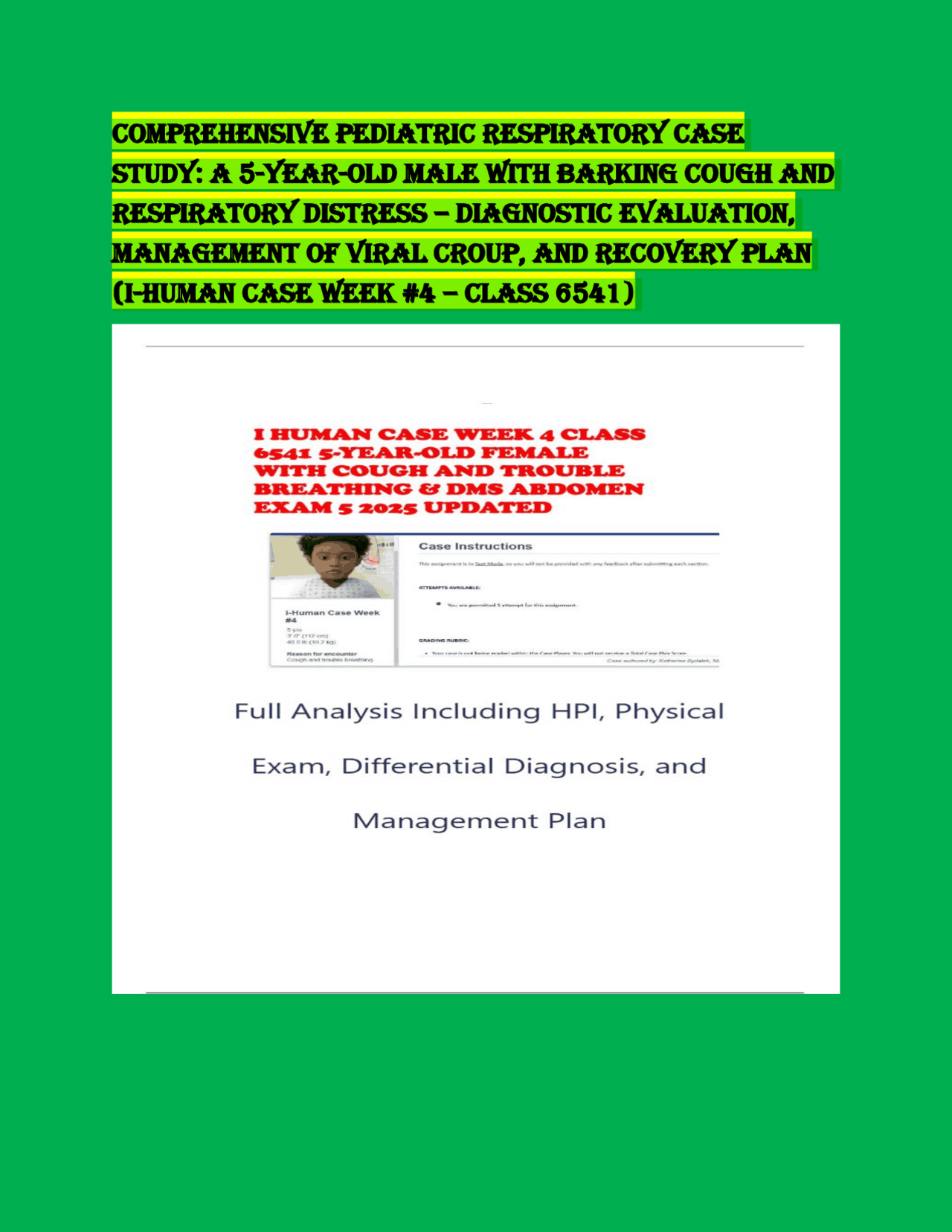 Pediatric Respiratory Case Study: Viral Croup Diagnosis and Management ...