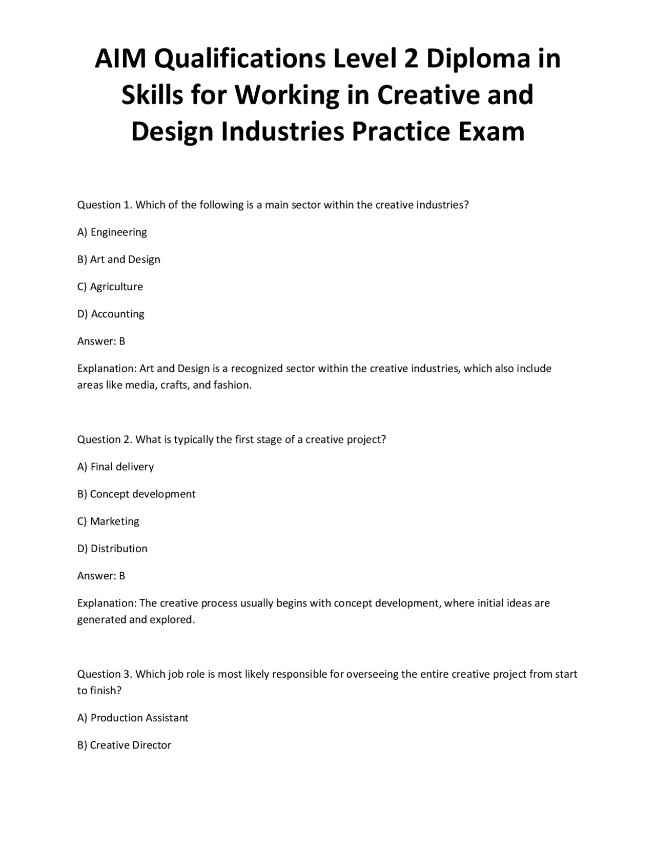 AIM Qualifications Level 1 Award in Child Development Practice Exam ...
