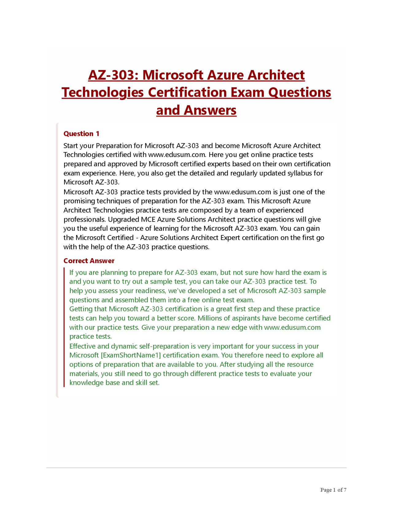 AZ-303 Microsoft Azure Architect Technologies Certification Exam ...