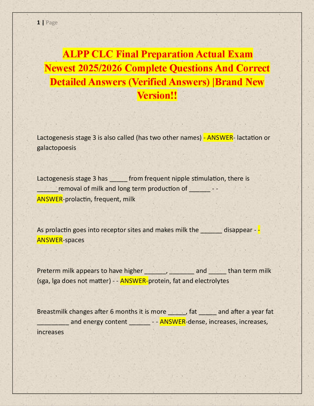 ALPP CLC Final Preparation Actual Exam Newest 2025/2026 Complete ...