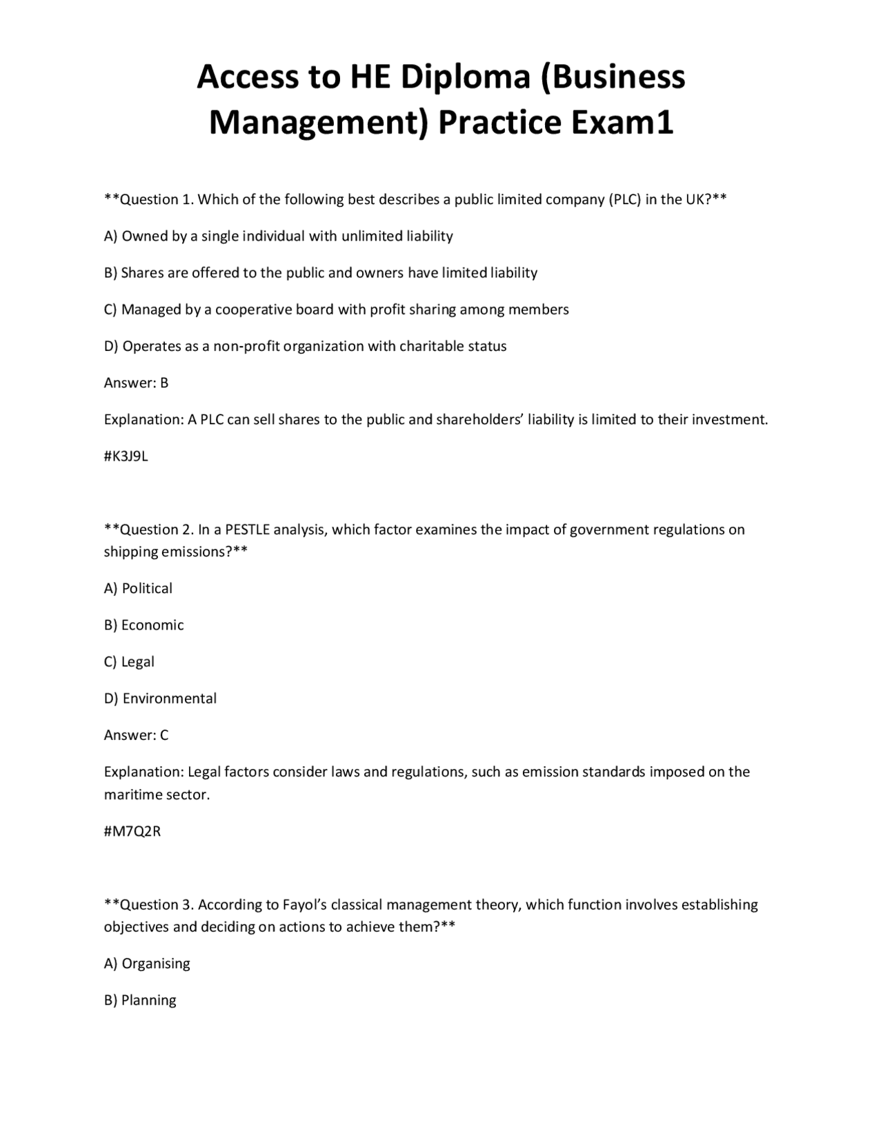 Business Management Practice Exam: Access to HE Diploma | Exams ...