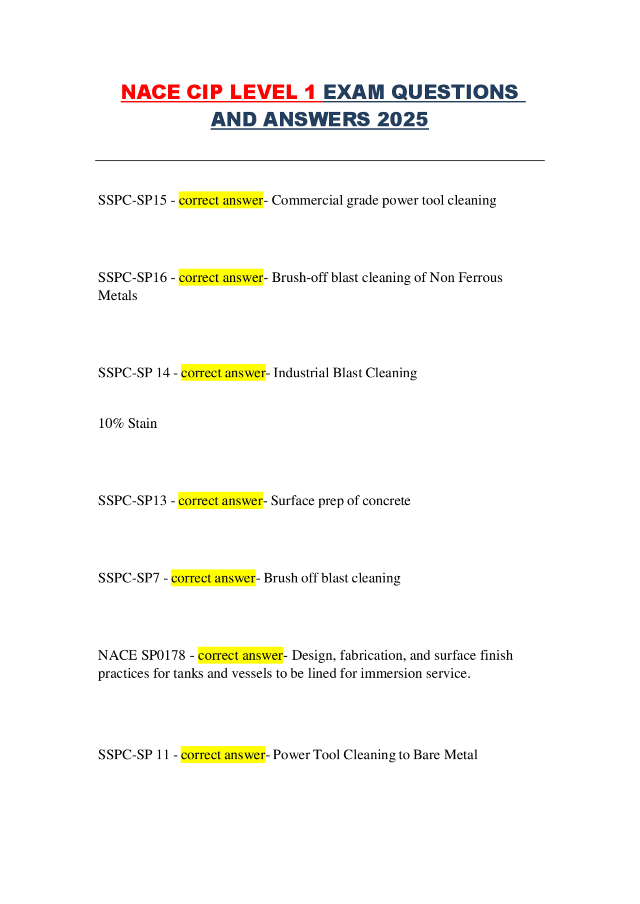 NACE CIP Level 1 Exam Questions and Answers 2025 – Complete Study Guide ...