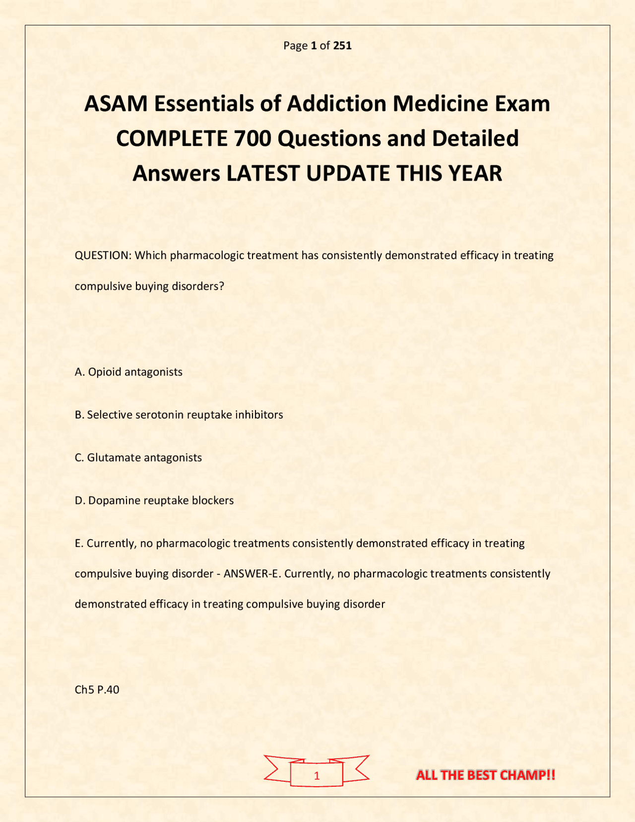 ASAM Essentials of Addiction Medicine Exam COMPLETE 700 Questions and ...