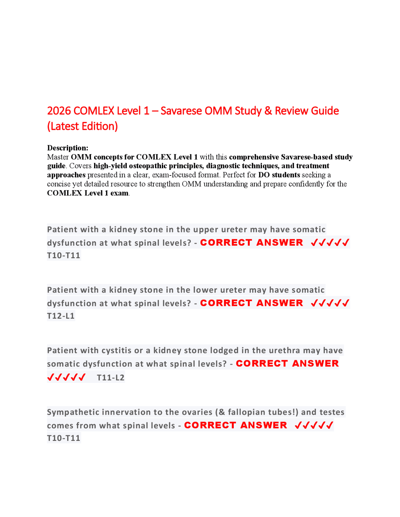COMLEX Level 1 OMM Review: Savarese Study Guide with High-Yield ...