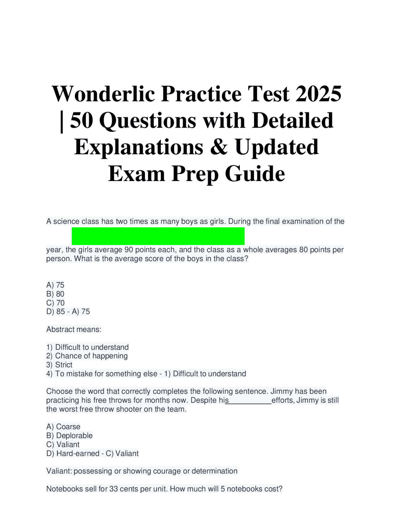 Wonderlic Practice Test 2025: Questions and Explanations | Exams ...