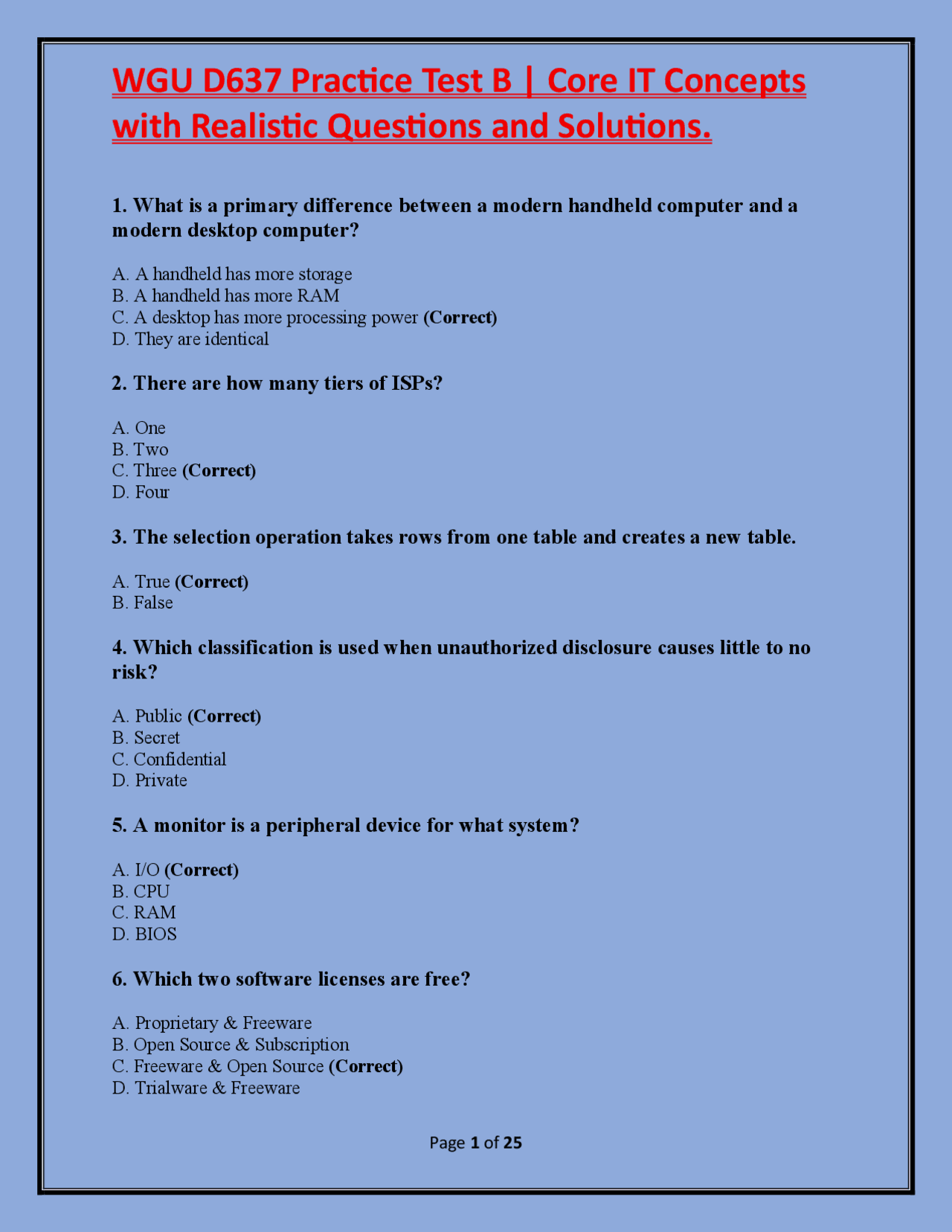 WGU D637 Practice Test B | Core IT Concepts with Realistic Questions ...
