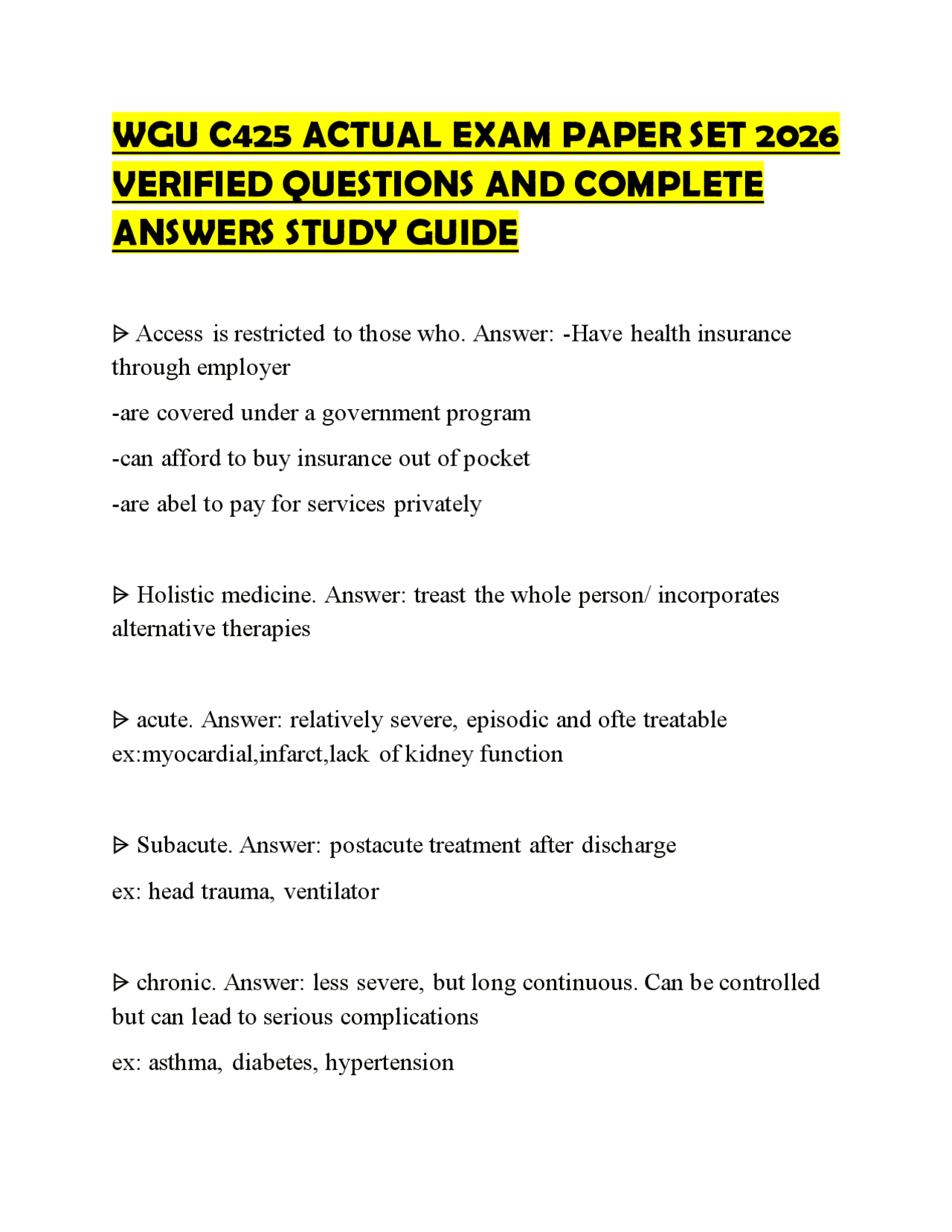 WGU C425 ACTUAL EXAM PAPER SET 2026 VERIFIED QUESTIONS AND COMPLETE ...