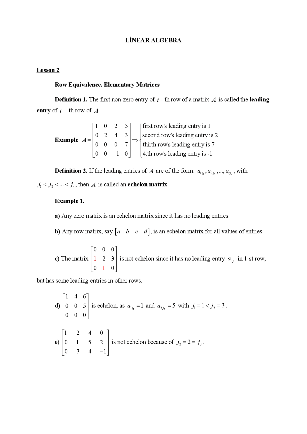 Linear algebra second week | Schemes and Mind Maps Linear Algebra | Docsity