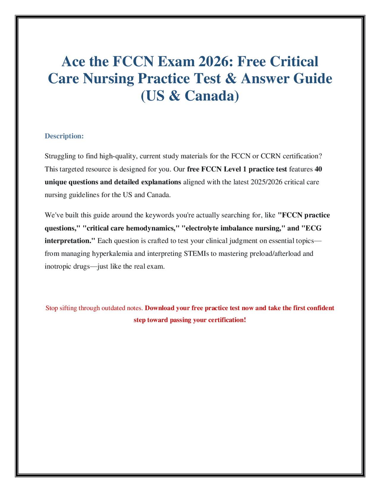 FCCN Exam Practice Questions 2026: Free Practice Test & Answer Guide ...